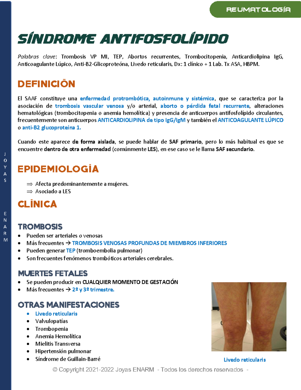 SÍNDROME ANTIFOSFOLÍPIDO ENARM: Diagnóstico y Tratamiento - Studocu
