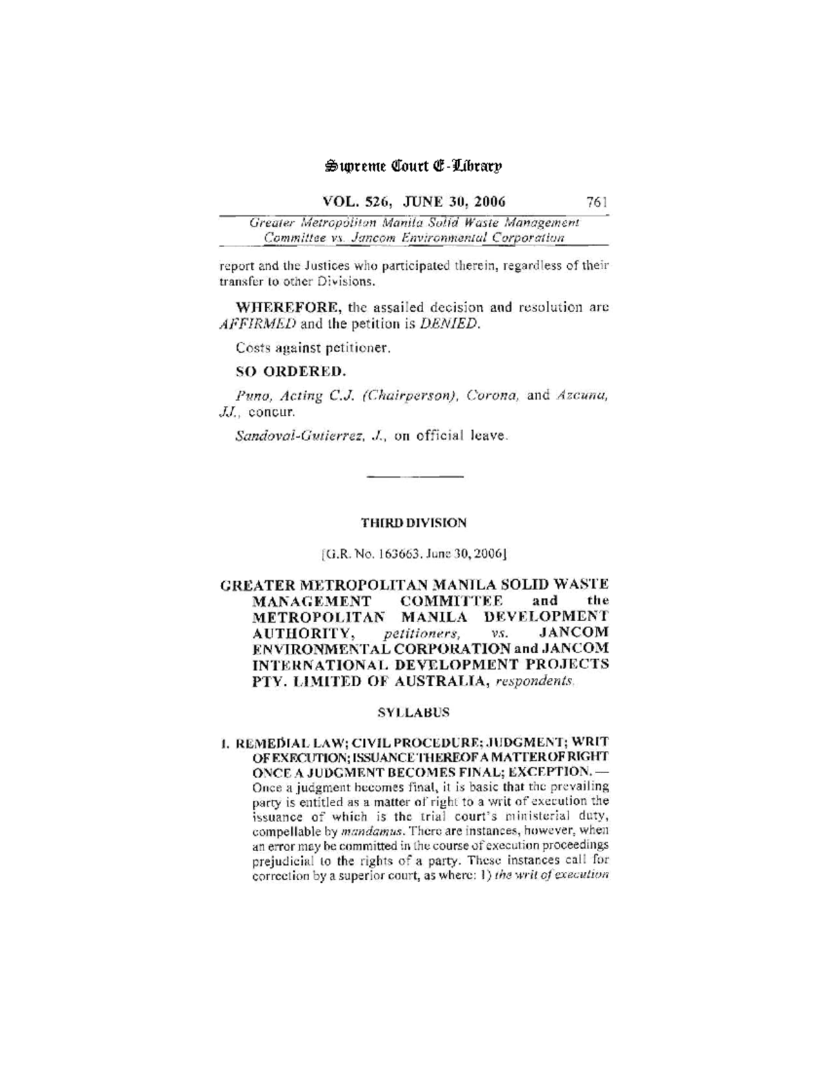 22. Greater Metropolitan Manila Solid Waste Management Committee v ...