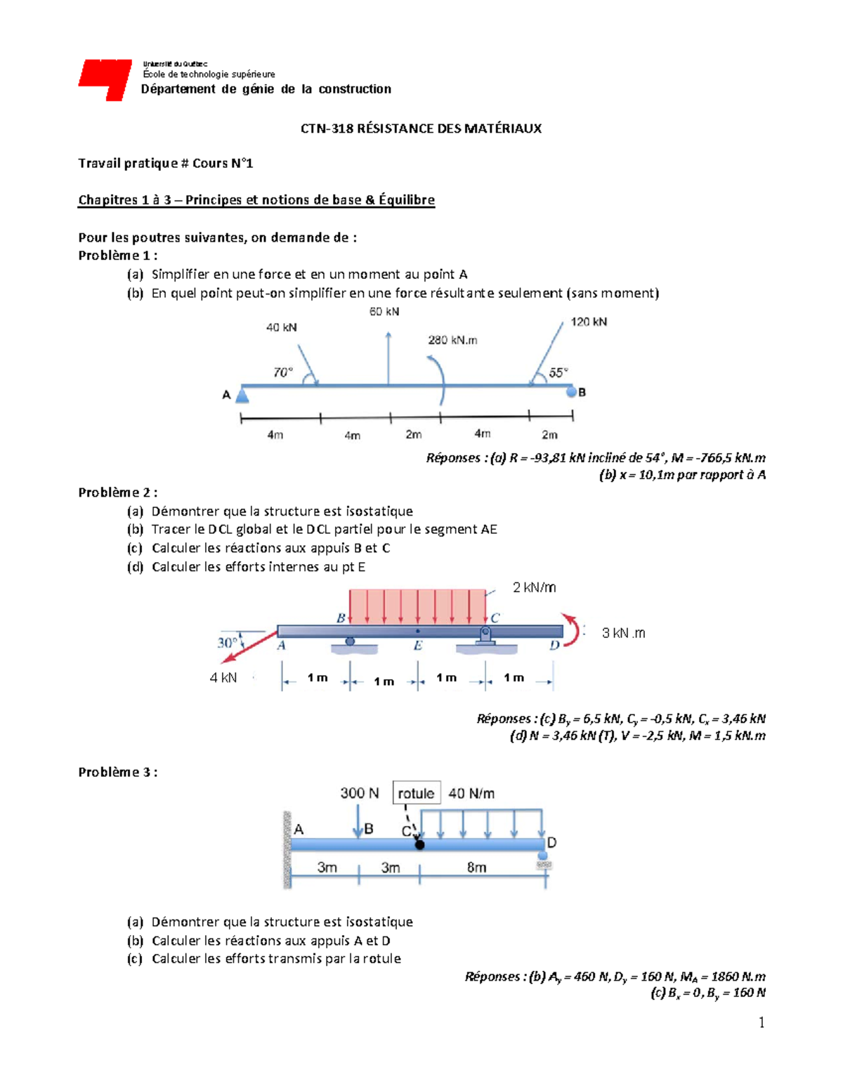 TP Cours N°1 - Résistance des matériaux - T Unive Éco Dé Travail pratiq ...