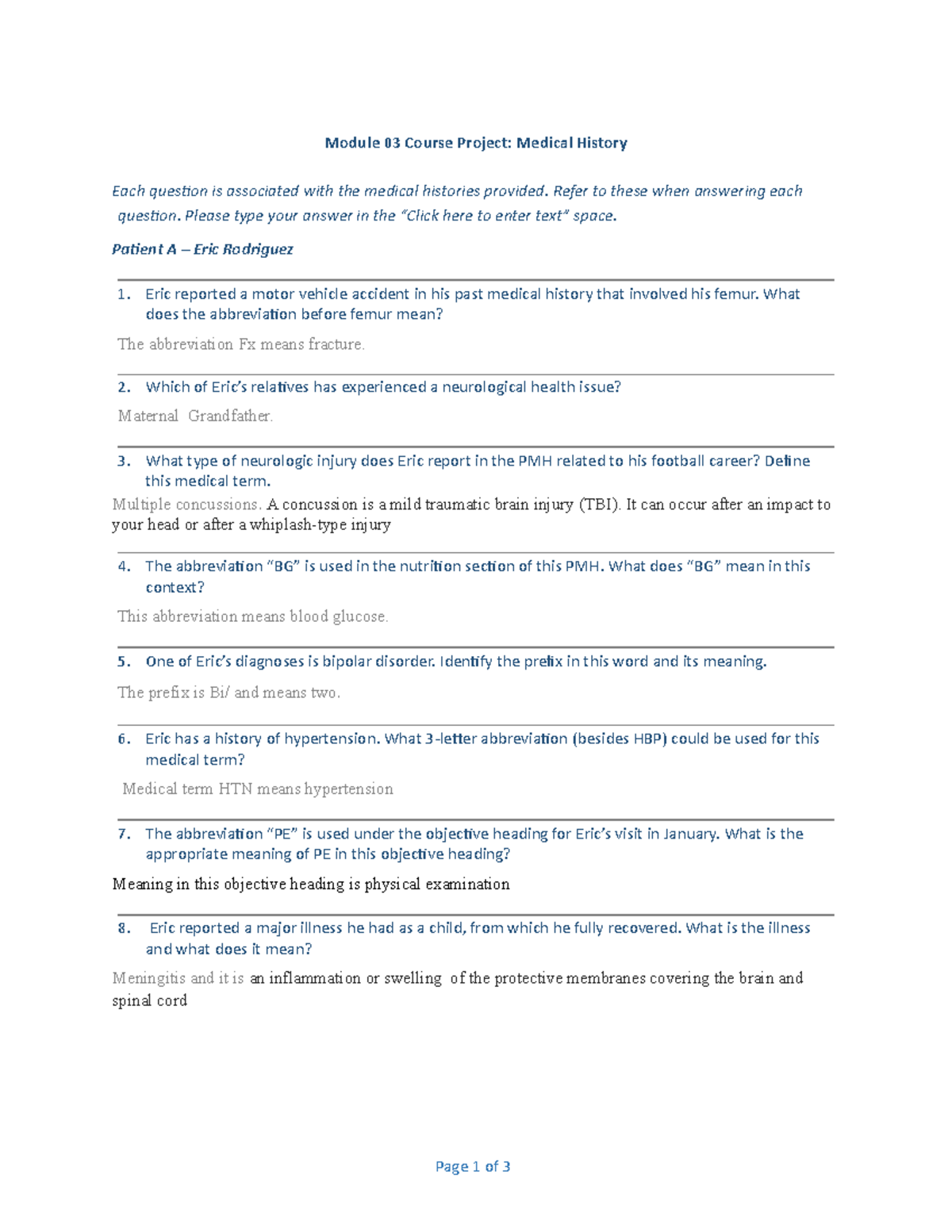 Module 3 Course Project Questions - Module 03 Course Project: Medical ...