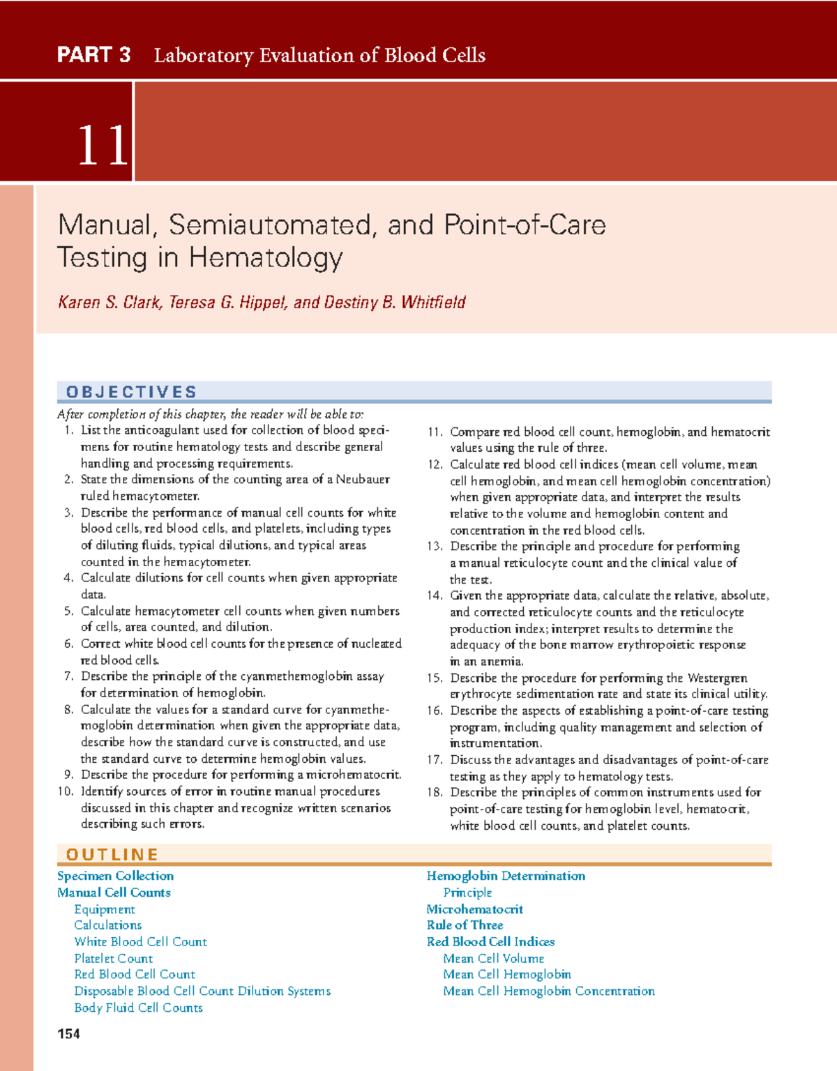 Chapter 11: Manual and Semiautomated Testing in Hematology (LAB 101 ...