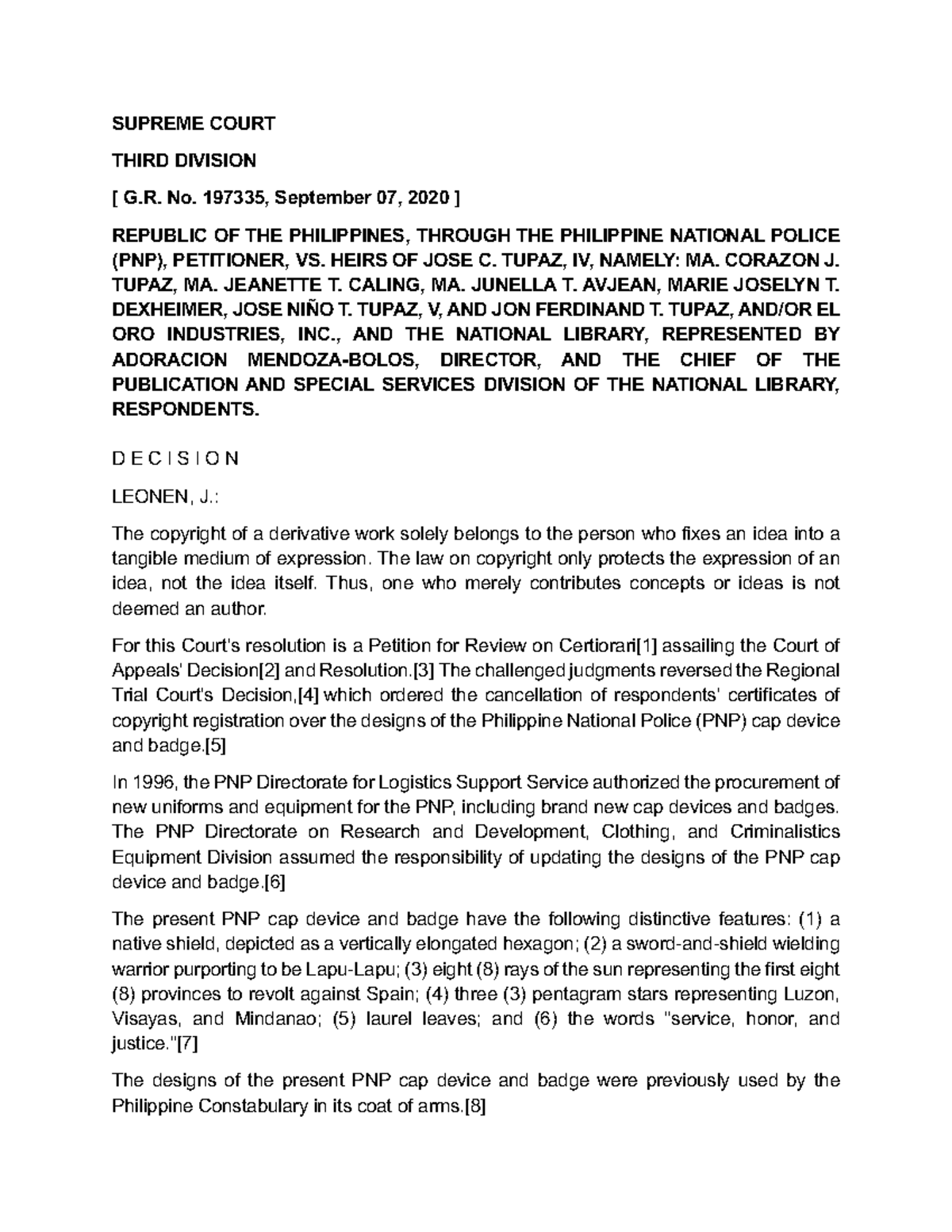 Republic v. Heirs of Tupaz IV: Supreme Court Decision on Copyright ...