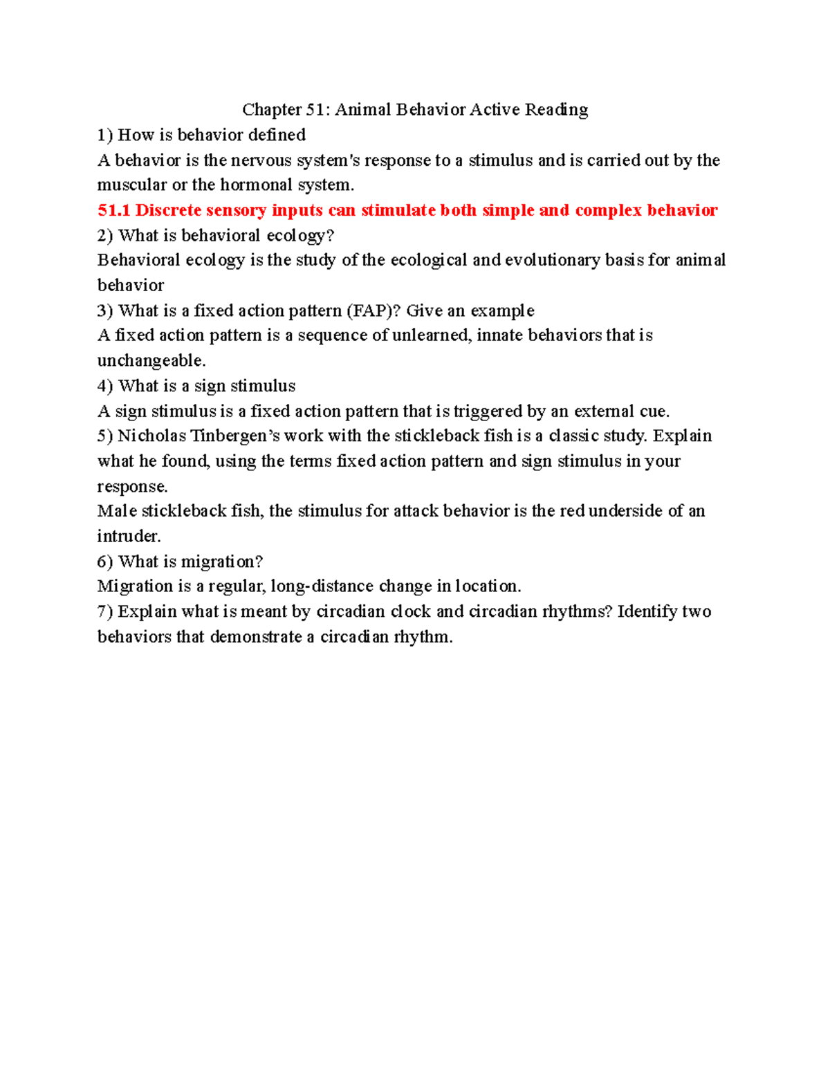 Chapter 51: Animal Behavior Active Reading Notes - Studocu