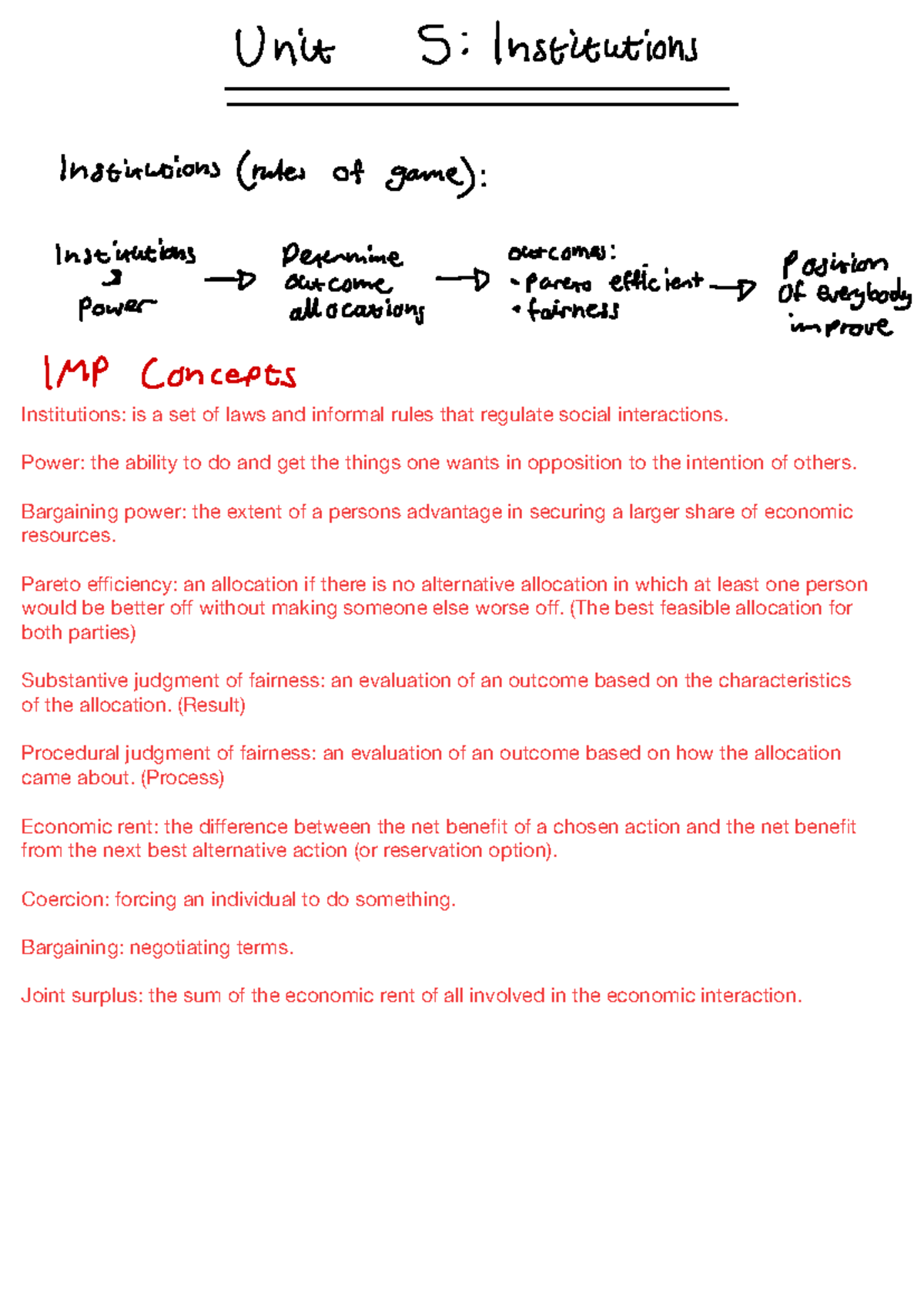 Unit 5 Economics Notes: Institutions and Power Dynamics - Studocu