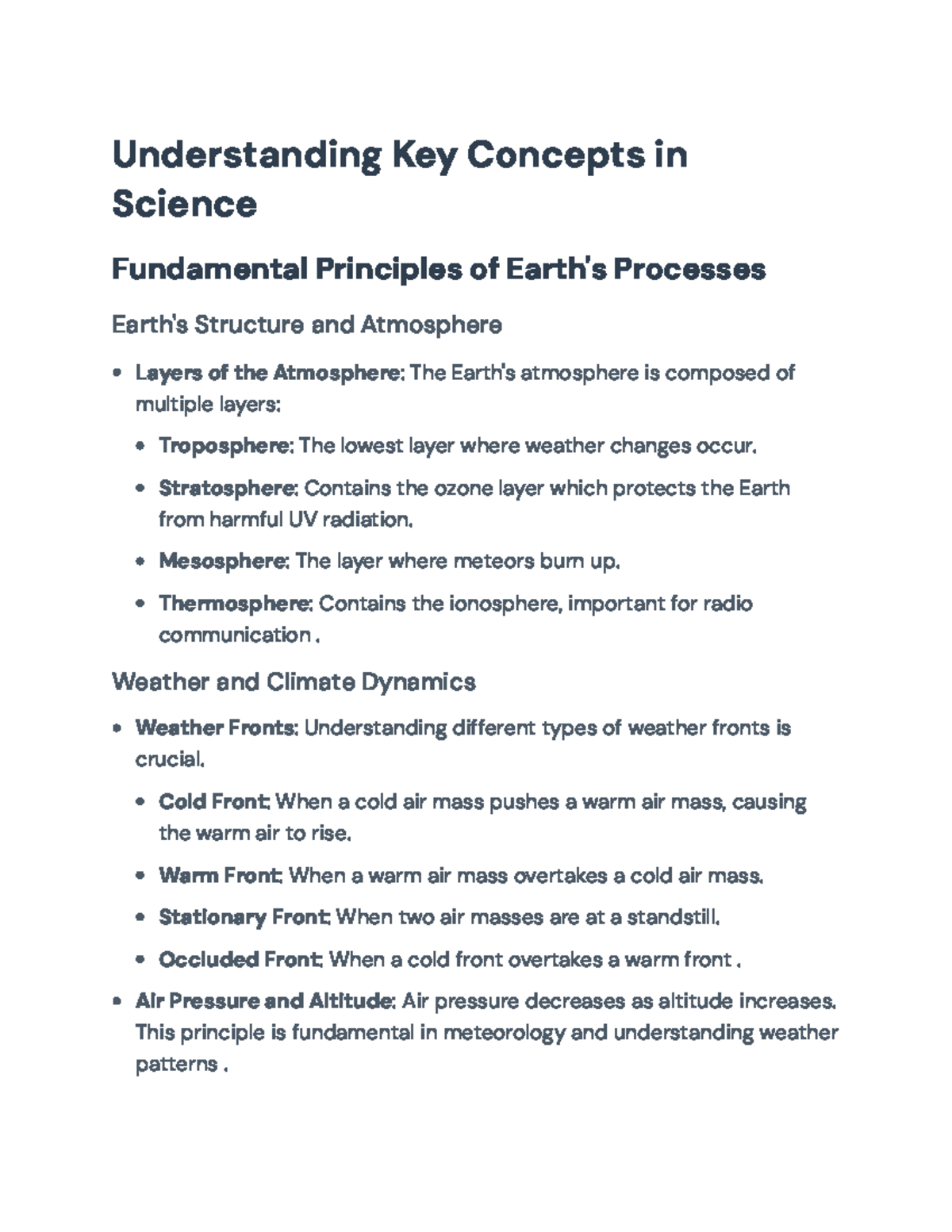 Comprehensive Overview of Earth's Processes: Key Concepts in Science ...
