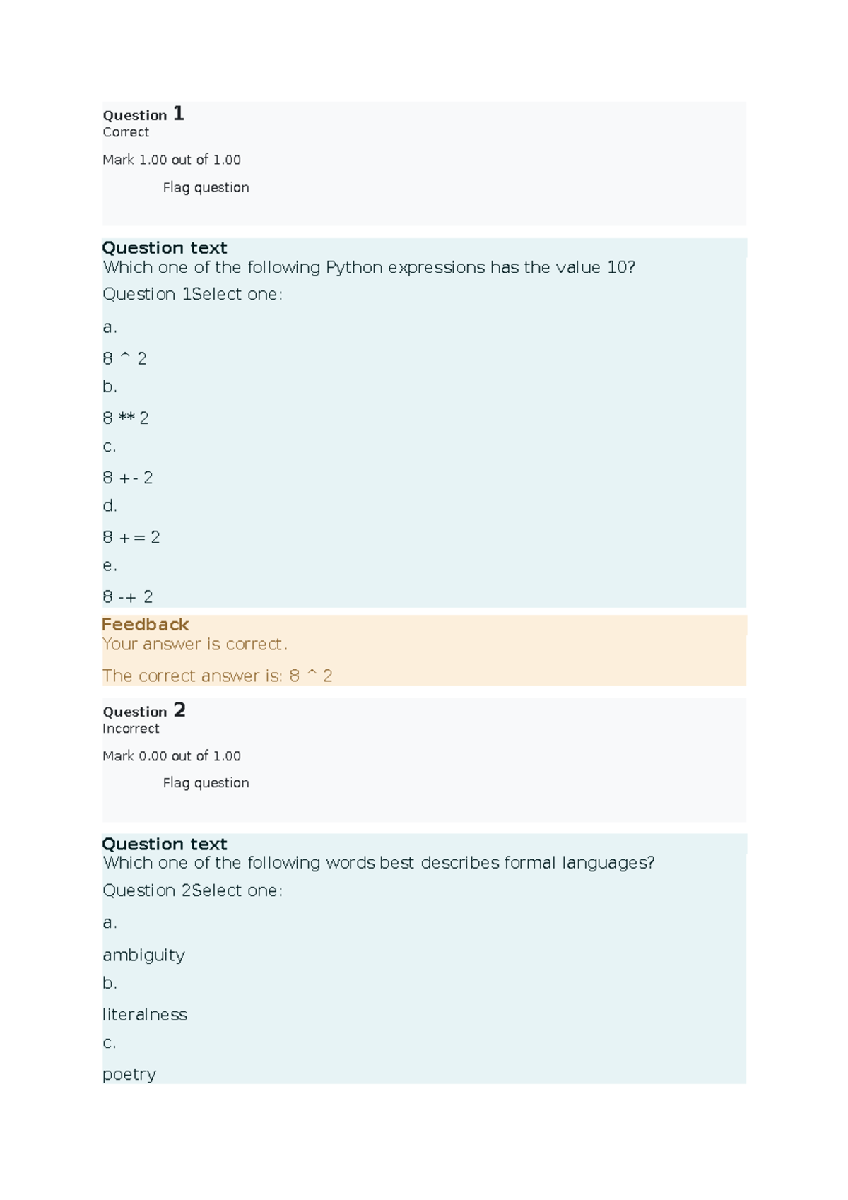 CS 1101-01 Self Quiz - Unit 1 Python Fundamentals - Studocu