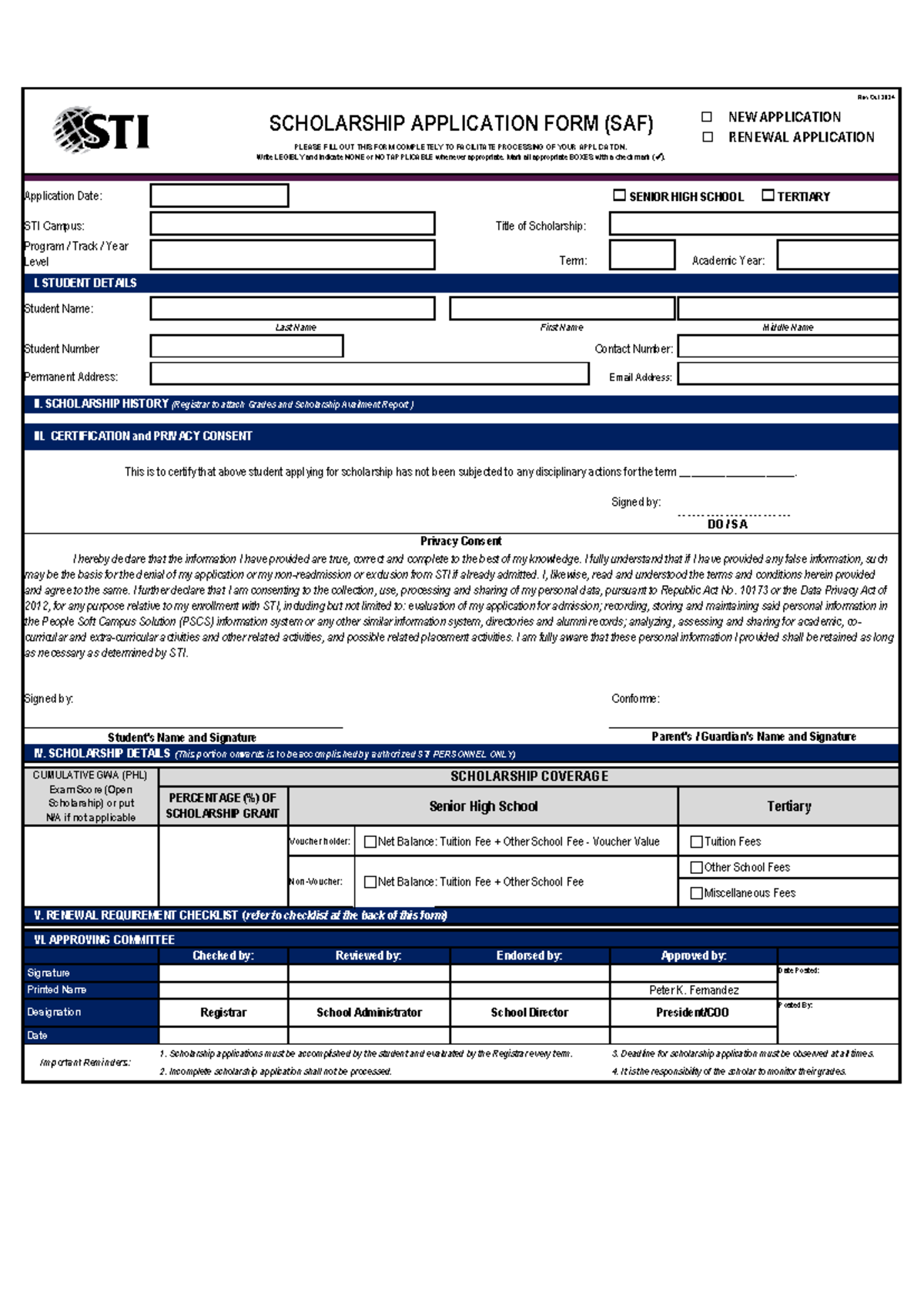 Open Scholarship Application Form (SAF) - Complete Instructions - Studocu