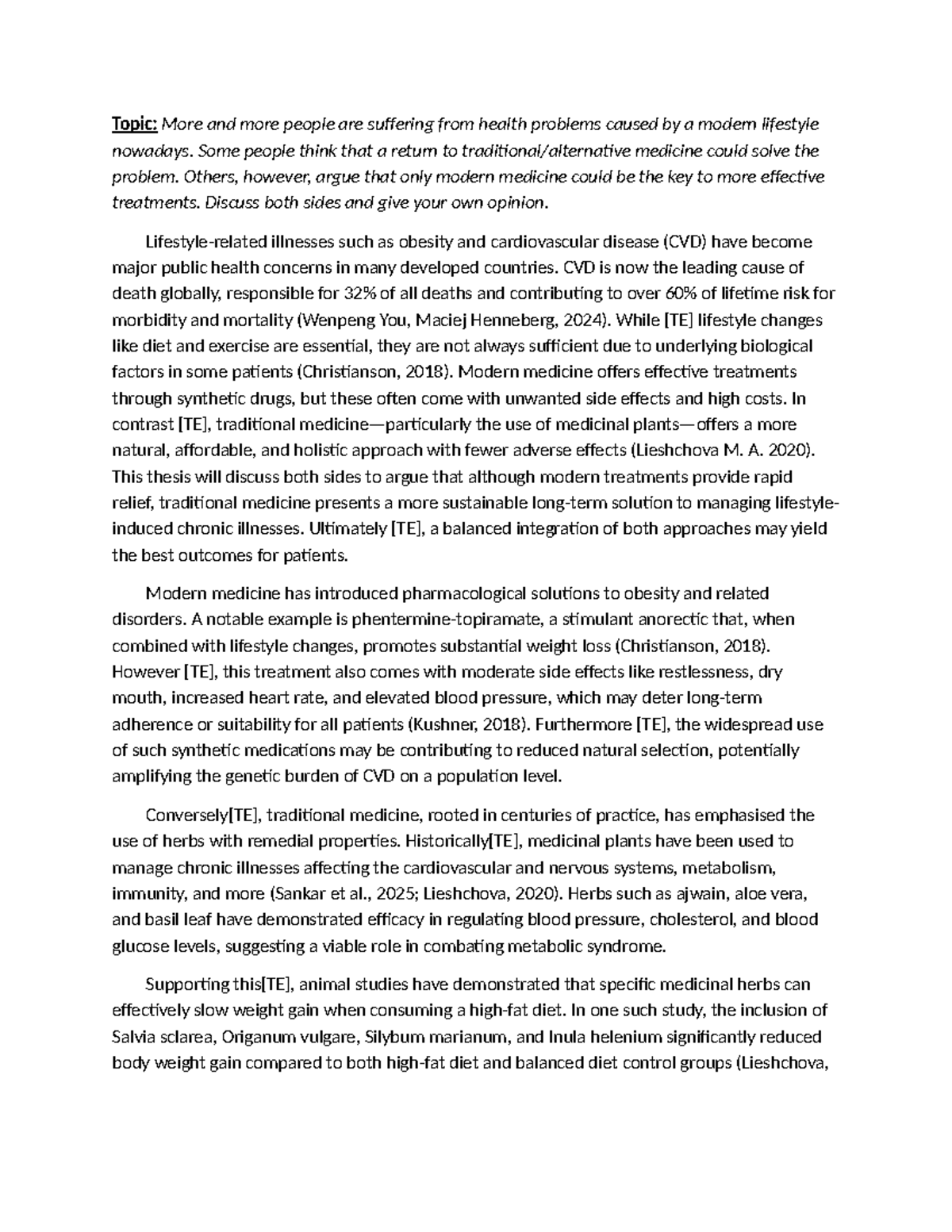 ENG 101: Essay on Modern vs. Traditional Medicine for Chronic Illnesses ...