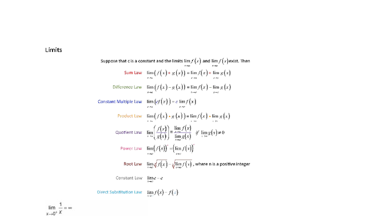 Limits and Continuity: Key Concepts and Exercises for Calc 1 - Studocu