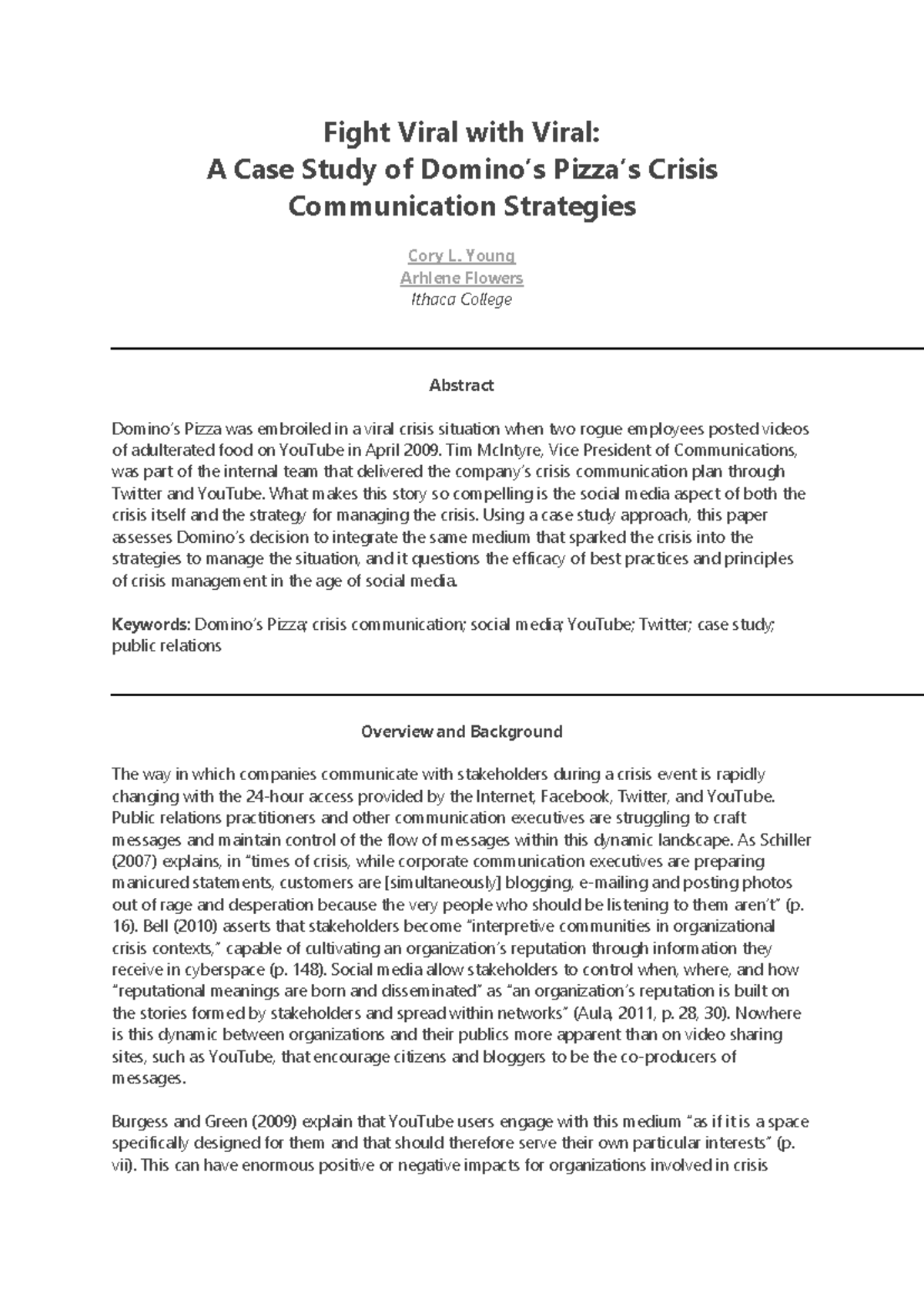 Domino's Crisis Communication Strategies: A Case Study Analysis - Studocu