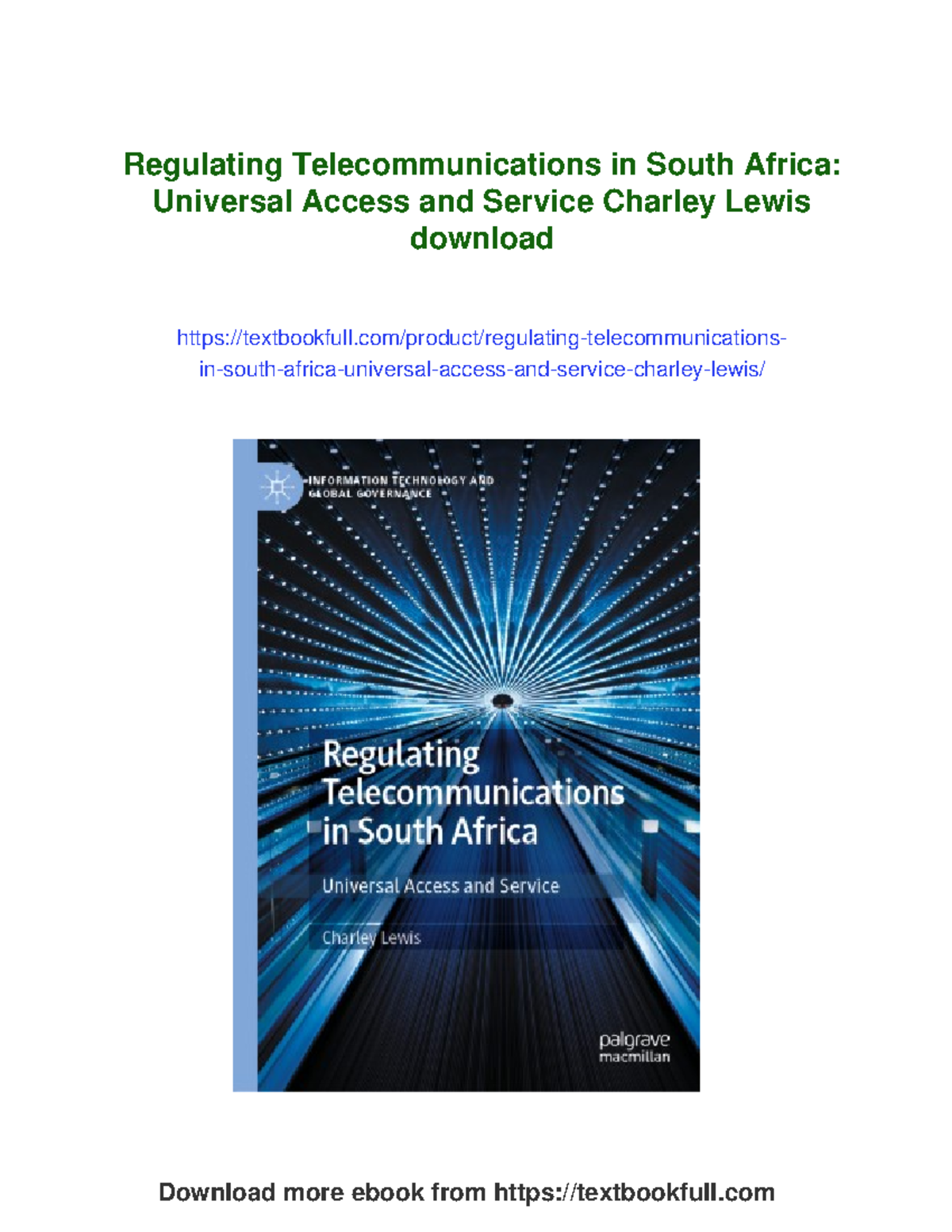 Regulating Telecommunications in South Africa: Universal Access ...
