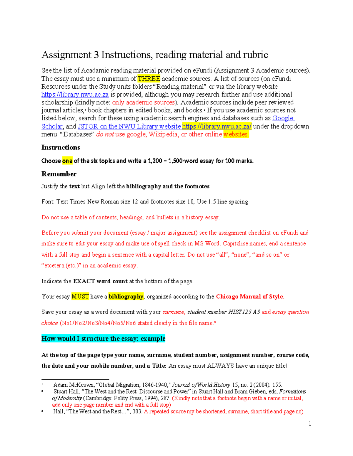 HIST123 A3 Essay Structure and Guidelines for 2023 - Studocu