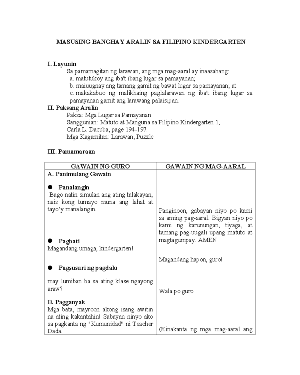 DLP 4 Kinder filipino Straight teaching - MASUSING BANGHAY ARALIN SA ...