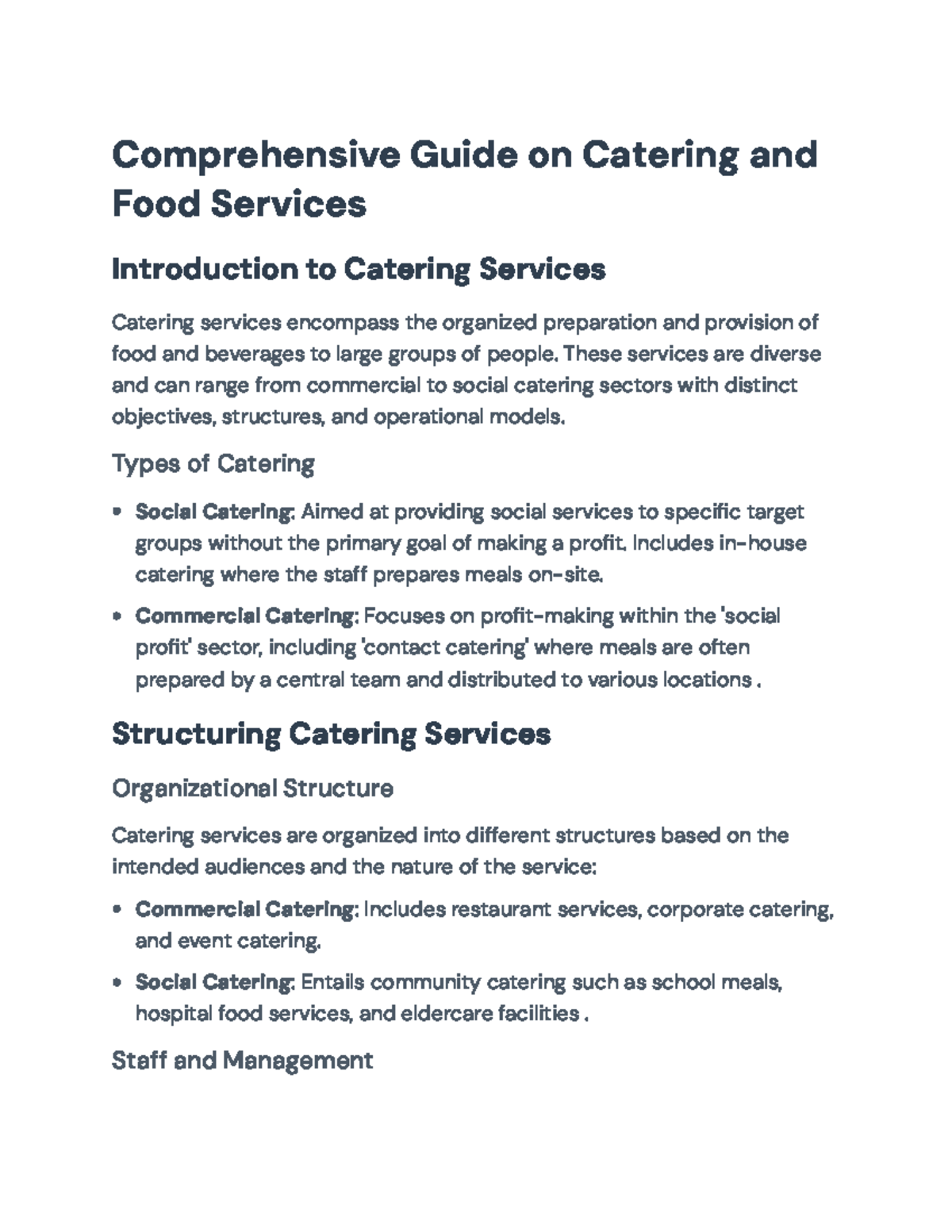 Comprehensive Guide on Catering Services and Food Management ...