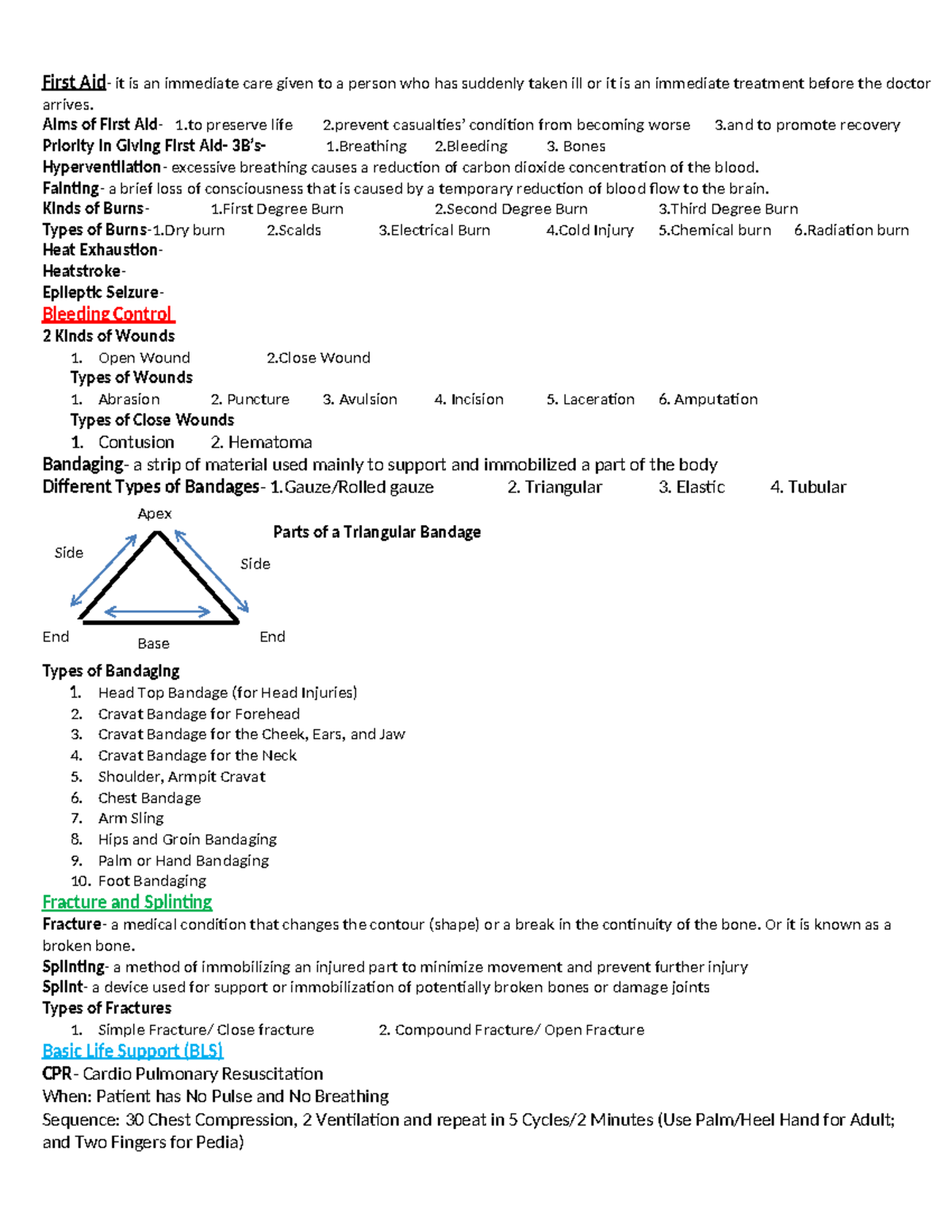 First Aid Techniques and Procedures - ROTC Lecture Notes - Studocu