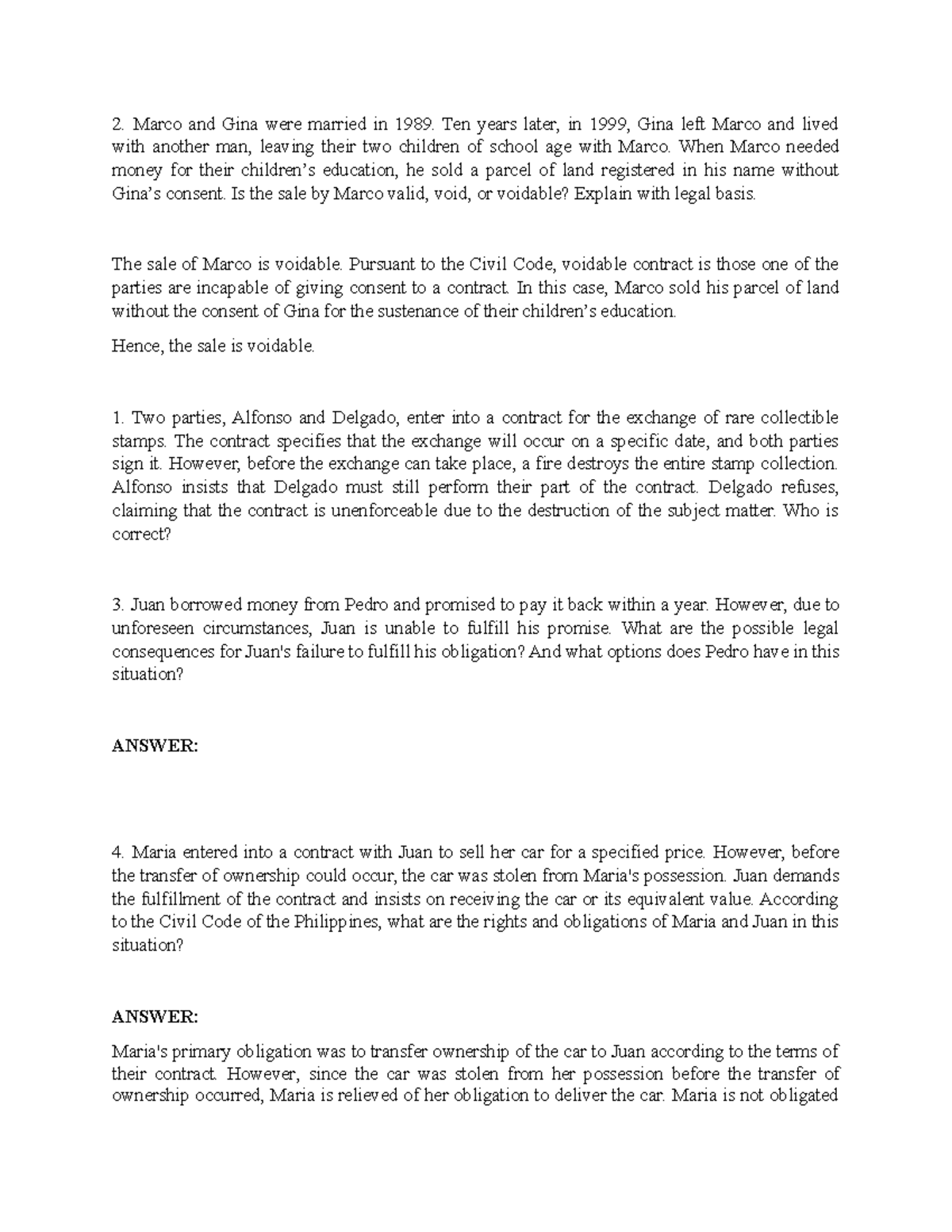 Oblicon - Legal Analysis of Void and Voidable Contracts - Studocu