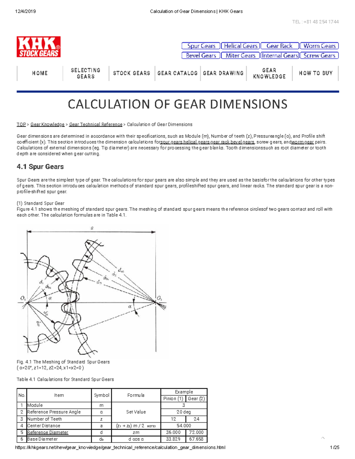 Calculation of Gear Dimensions: KHK Gears Reference Guide - Studocu