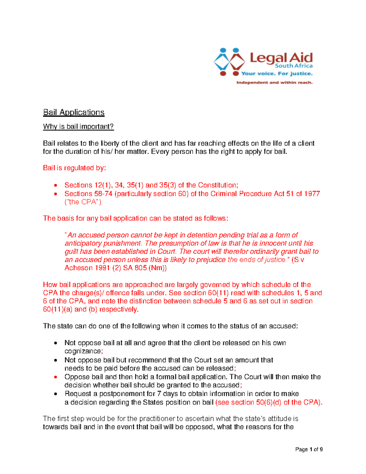 Bail Applications Overview - BAIL Notes and Guidelines - Studocu