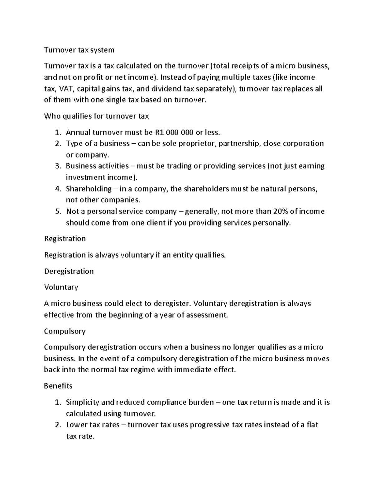 Turnover Tax System Overview and Key Benefits - Studocu