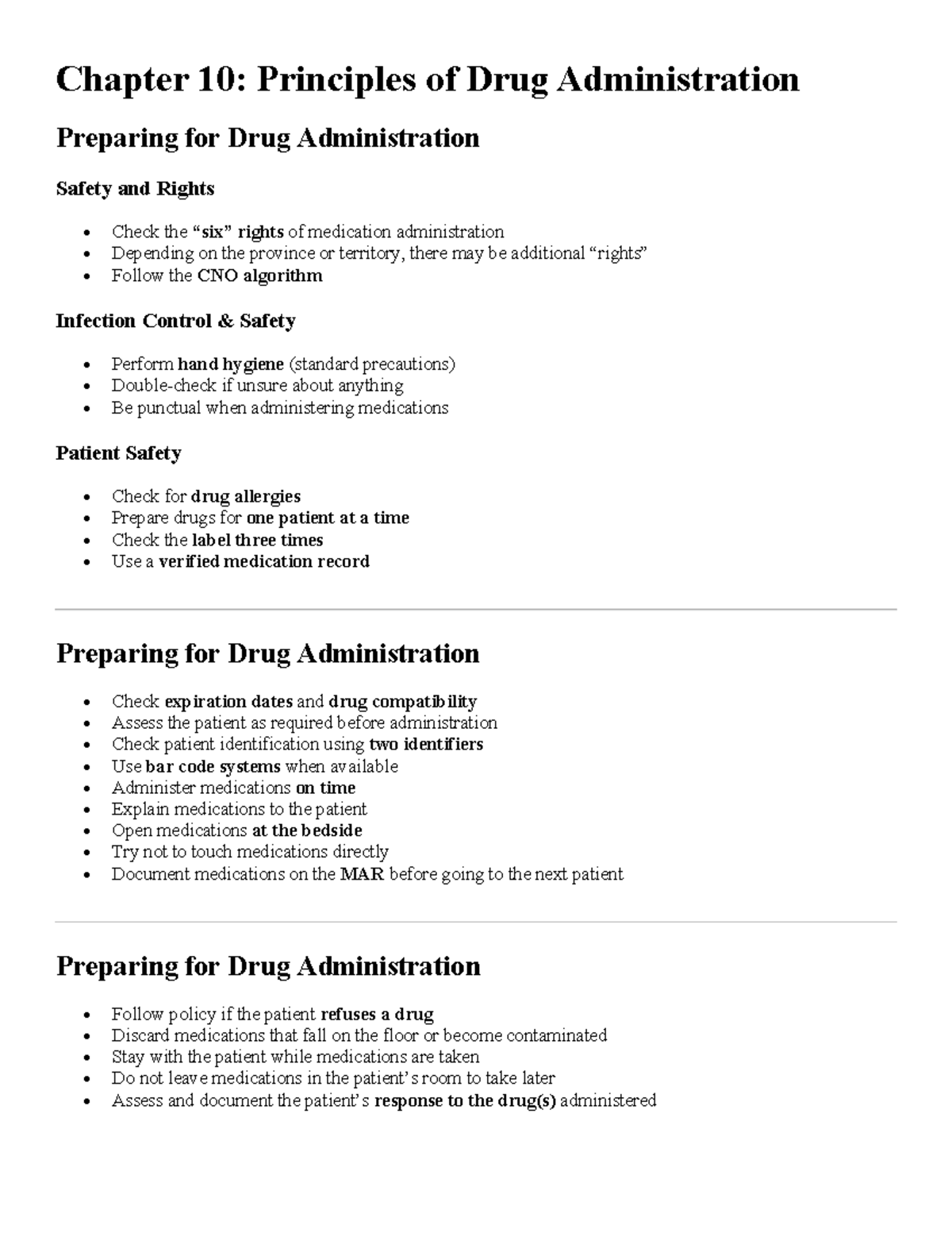 Chapter 10: Drug Administration Principles - Safety & Rights (Notes 7 ...