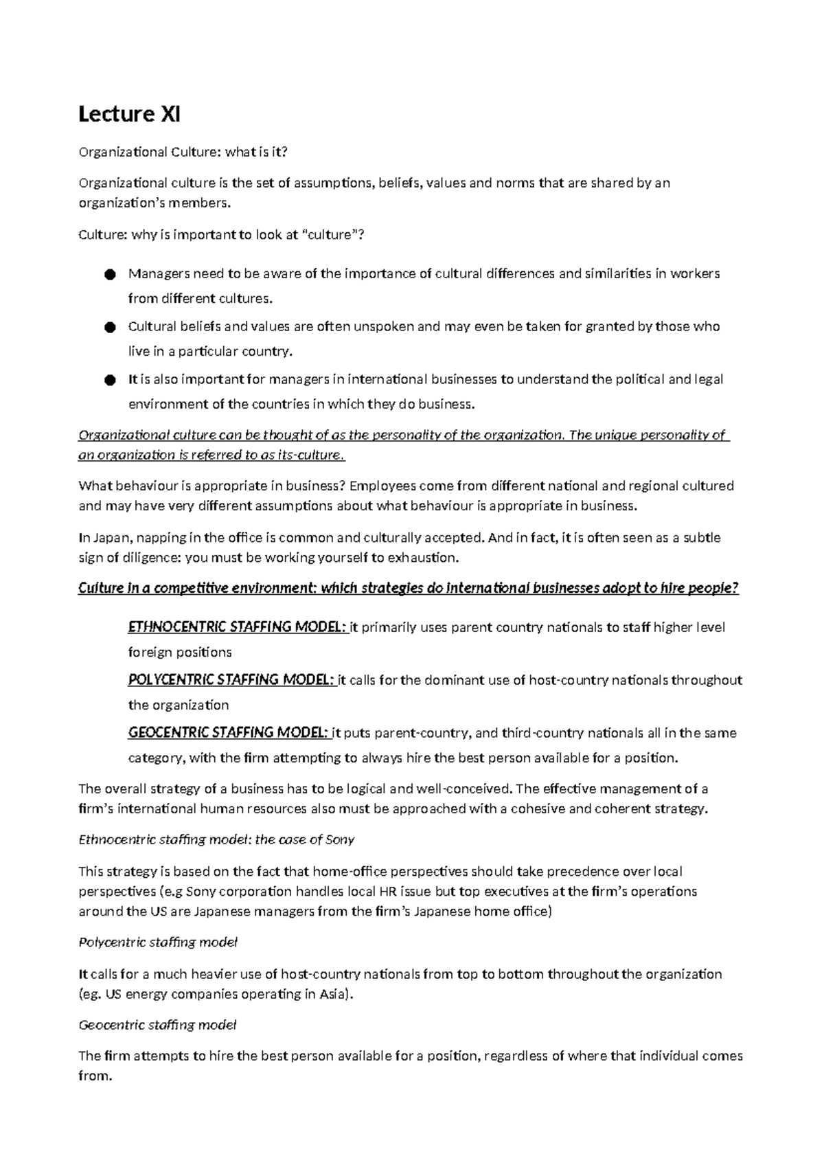 Organizational Behavior II: Understanding Culture and Management ...