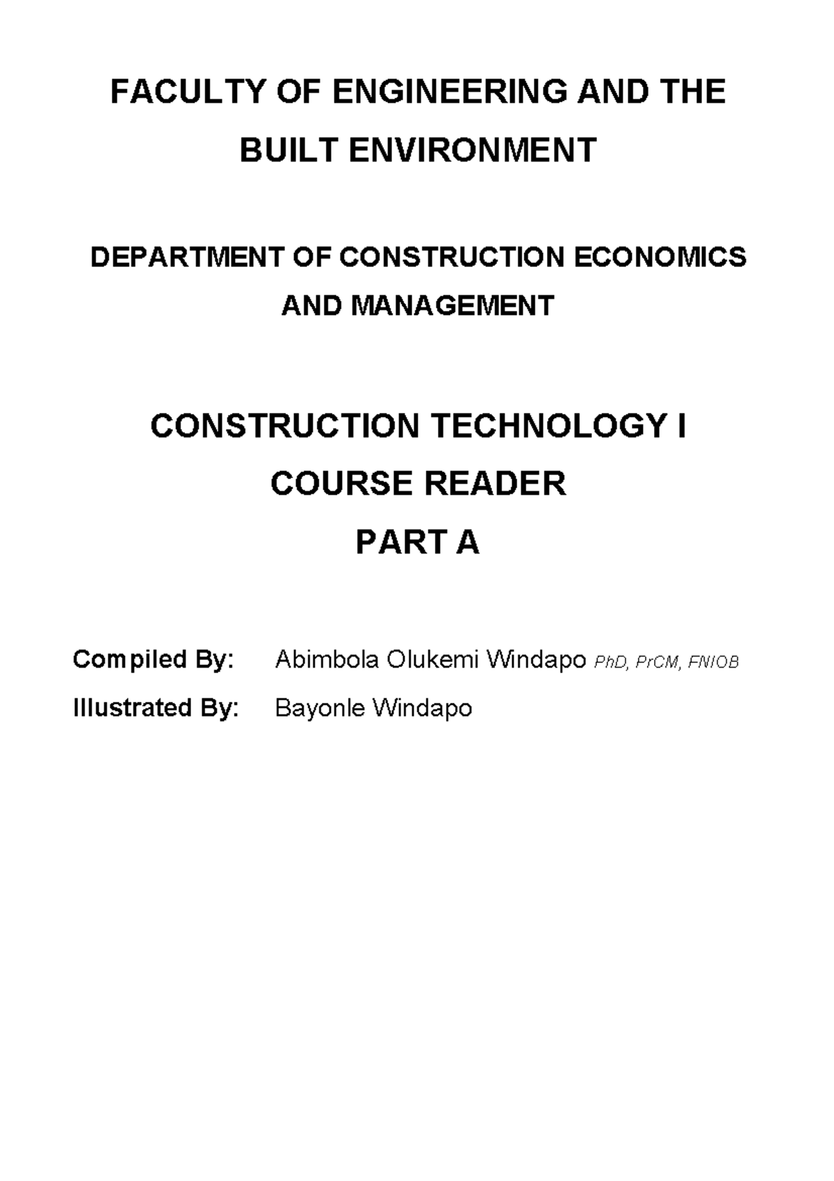 Construction Technology I - Lesson 1: An Intro to Construction - Studocu
