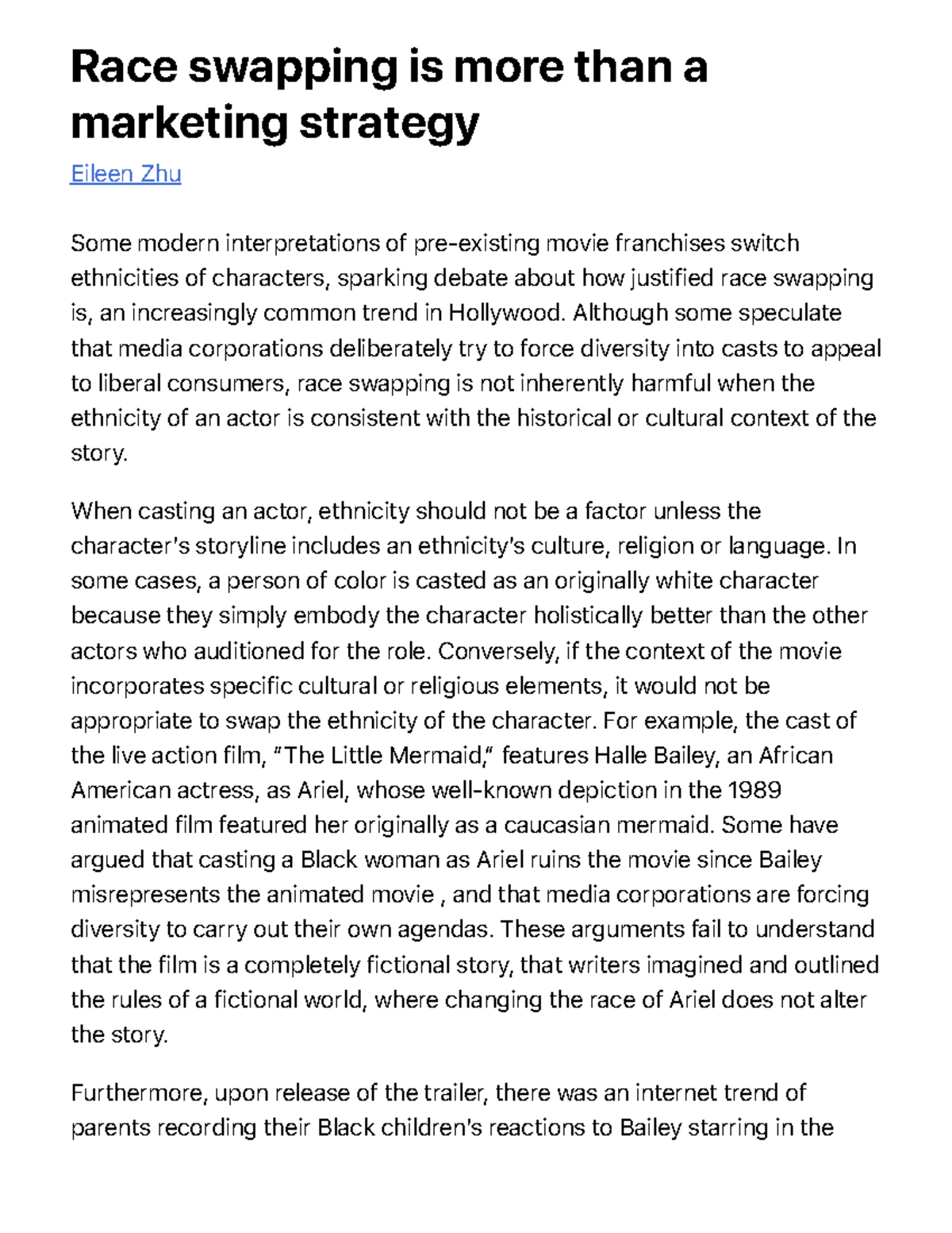 Race Swapping in Hollywood: A Critical Analysis of Diversity - Studocu