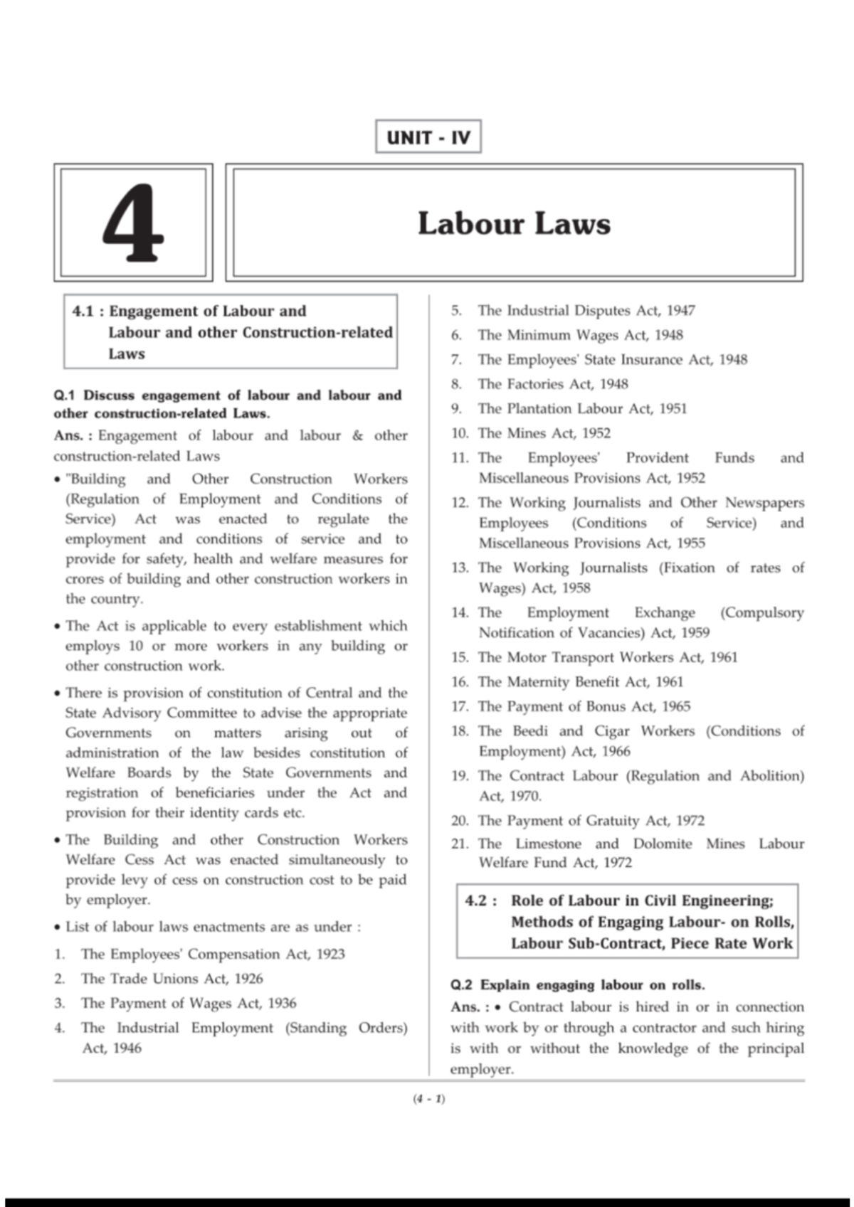 Pple unit 4 - VLC com - UNIT IV 4 Labour Laws 4 : Engagement of Labour and 5. The Industrial ...