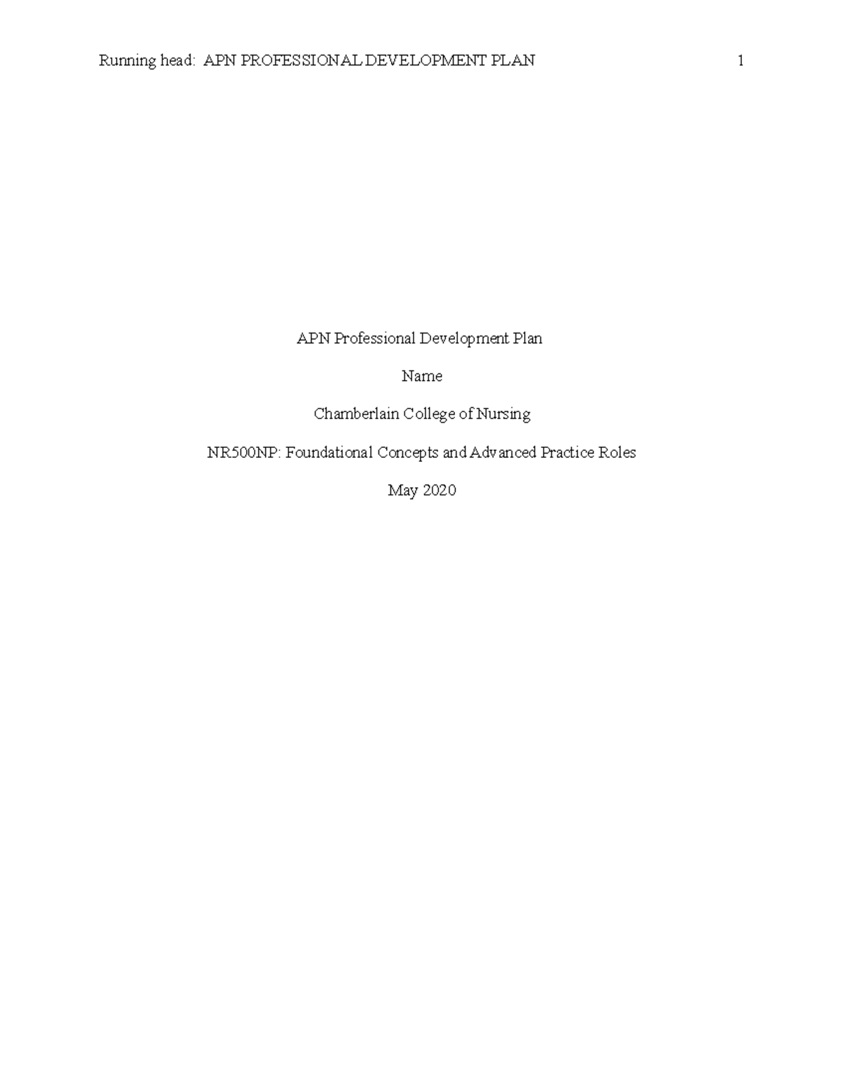 APN Development Plan for NR500NP: Core Competencies & Leadership Skills ...