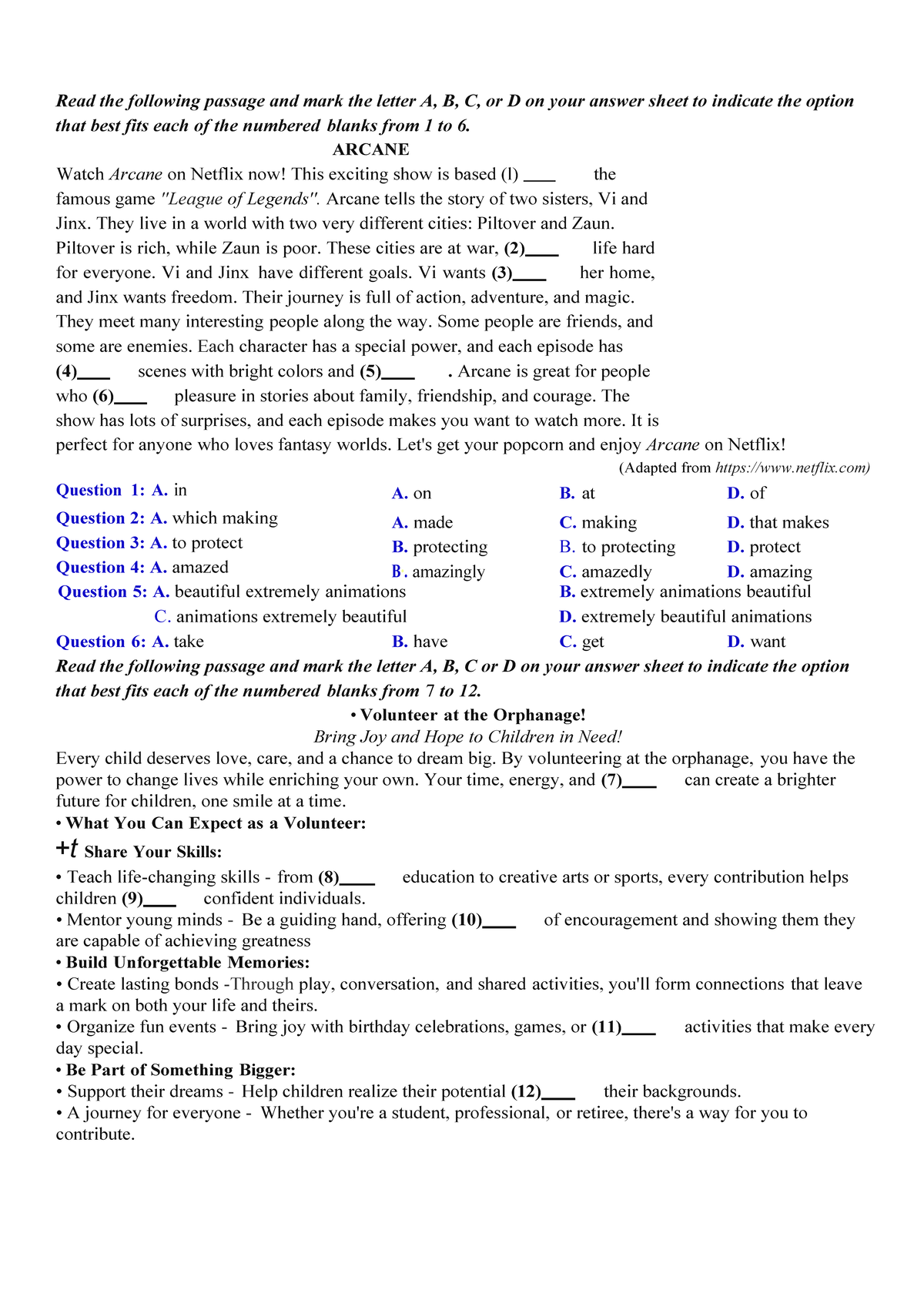 TEST 6 - English Language Proficiency Assessment - Studocu