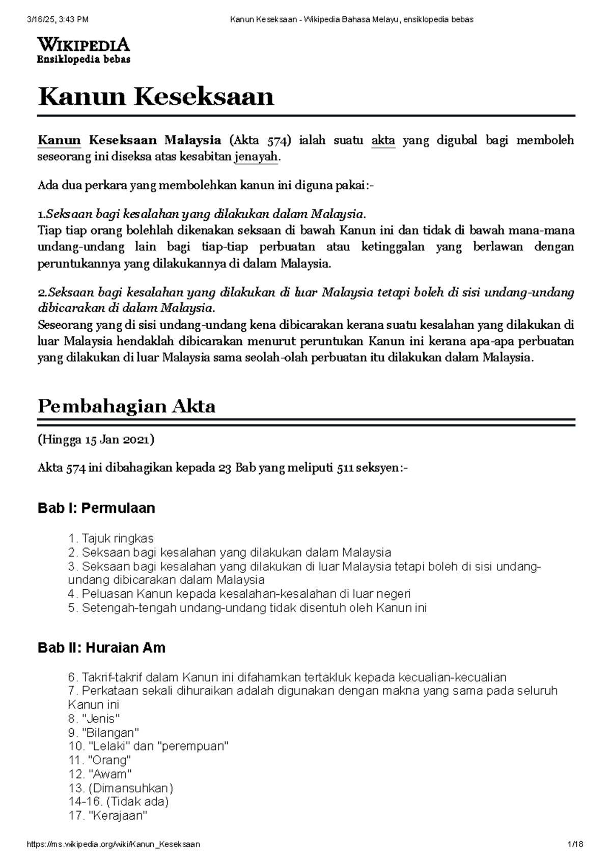 Kanun Keseksaan Malaysia (Akta 574) - Nota TUTOR - Studocu