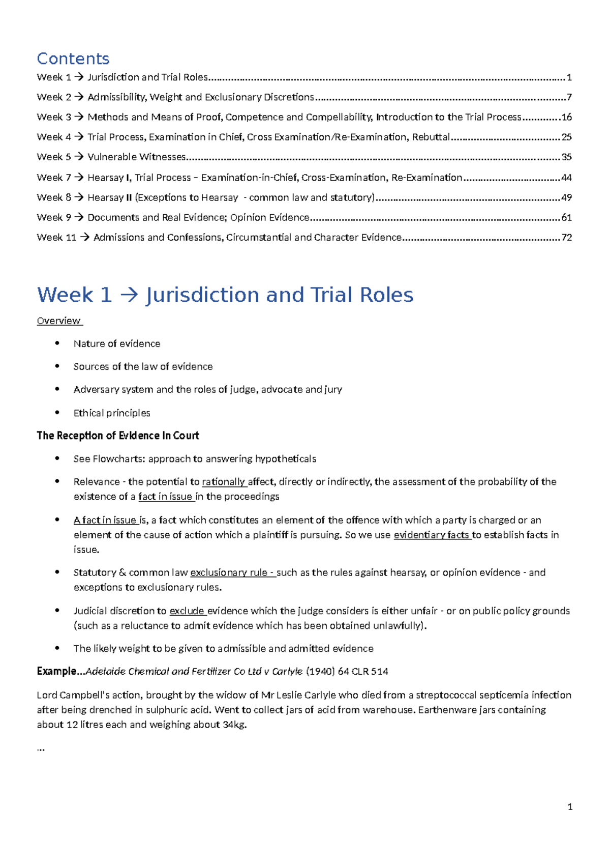 LLB303 Final Exam Notes: Jurisdiction, Evidence, and Trial Process ...