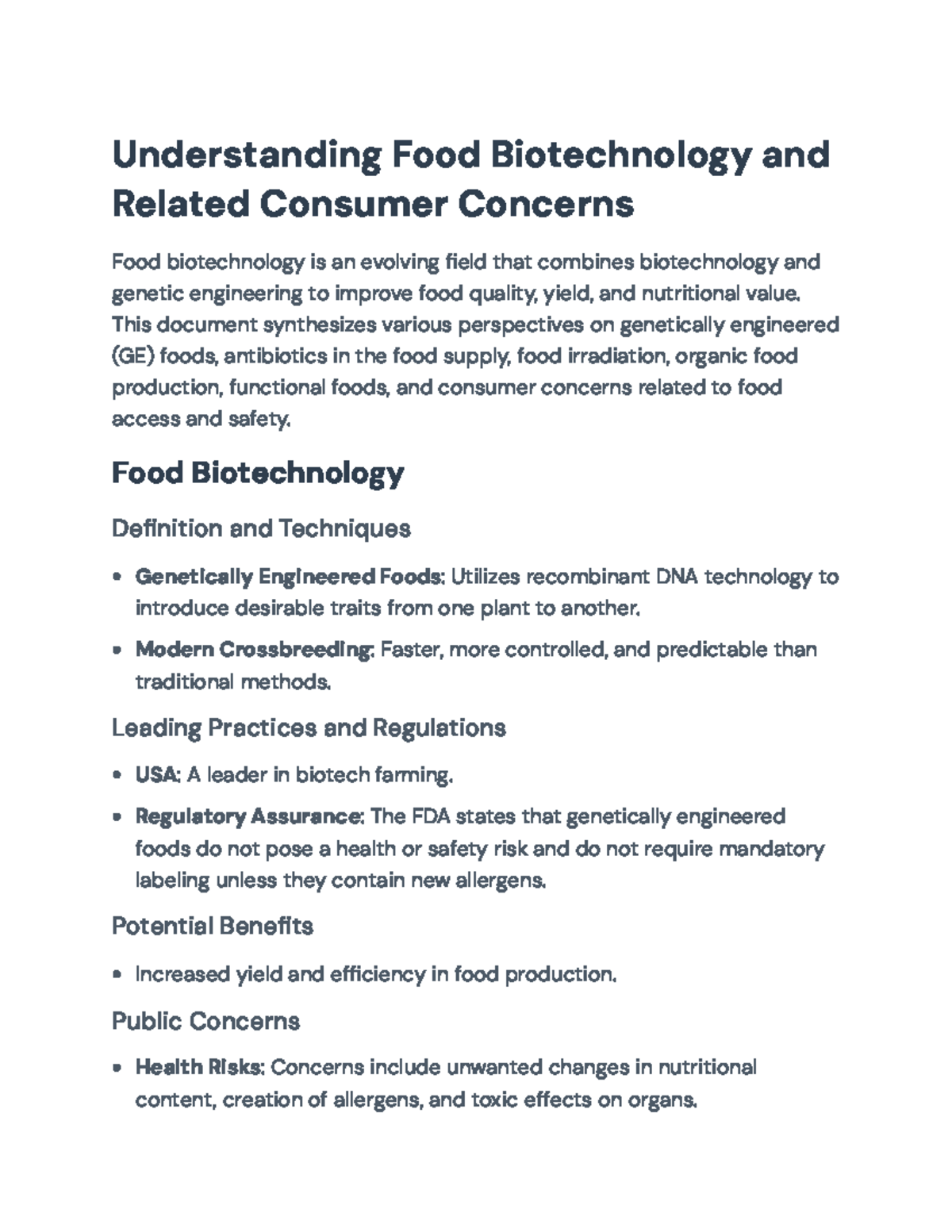 Food Biotech Insights: Consumer Concerns & Health Implications Analysis ...