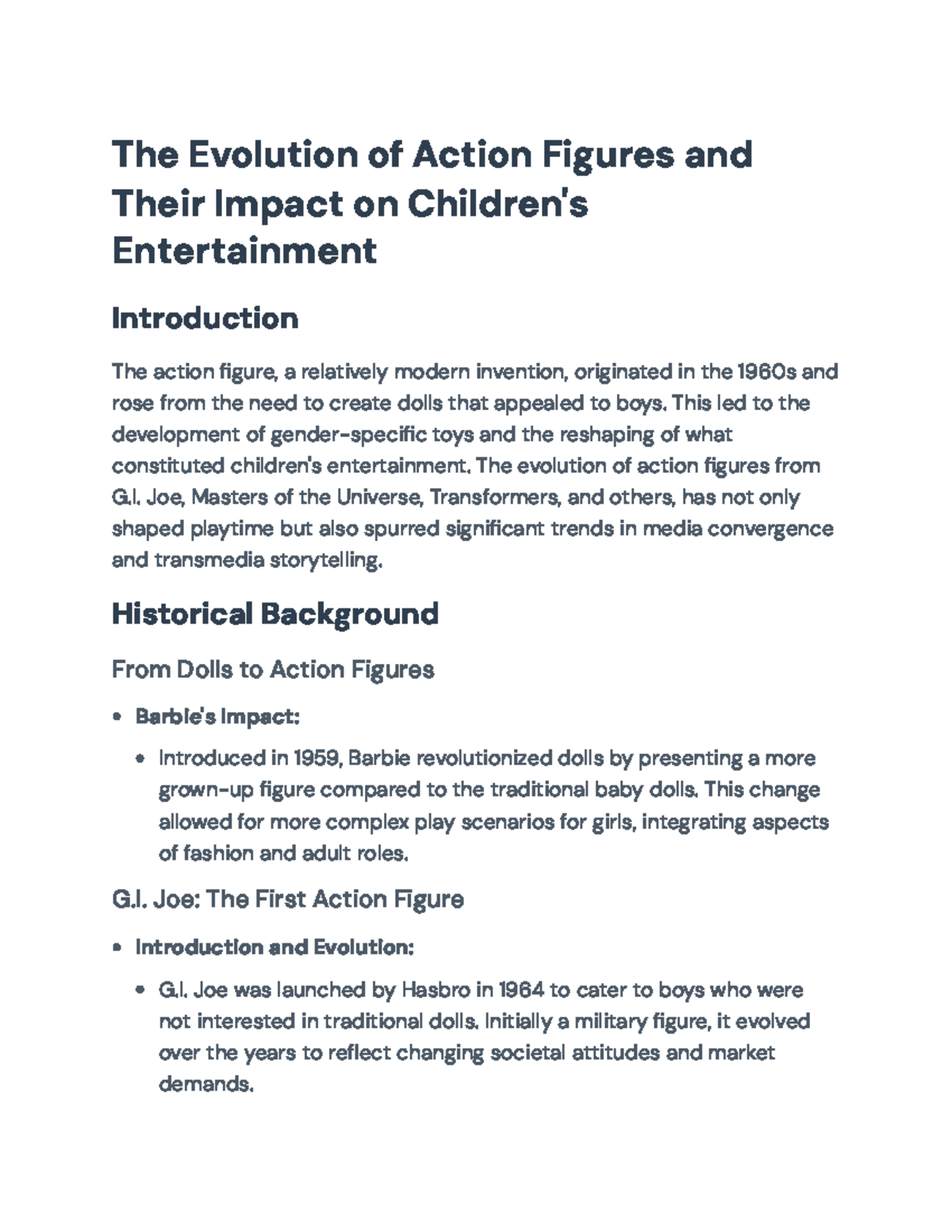 The Evolution of Action Figures: Impact on Children's Entertainment ...