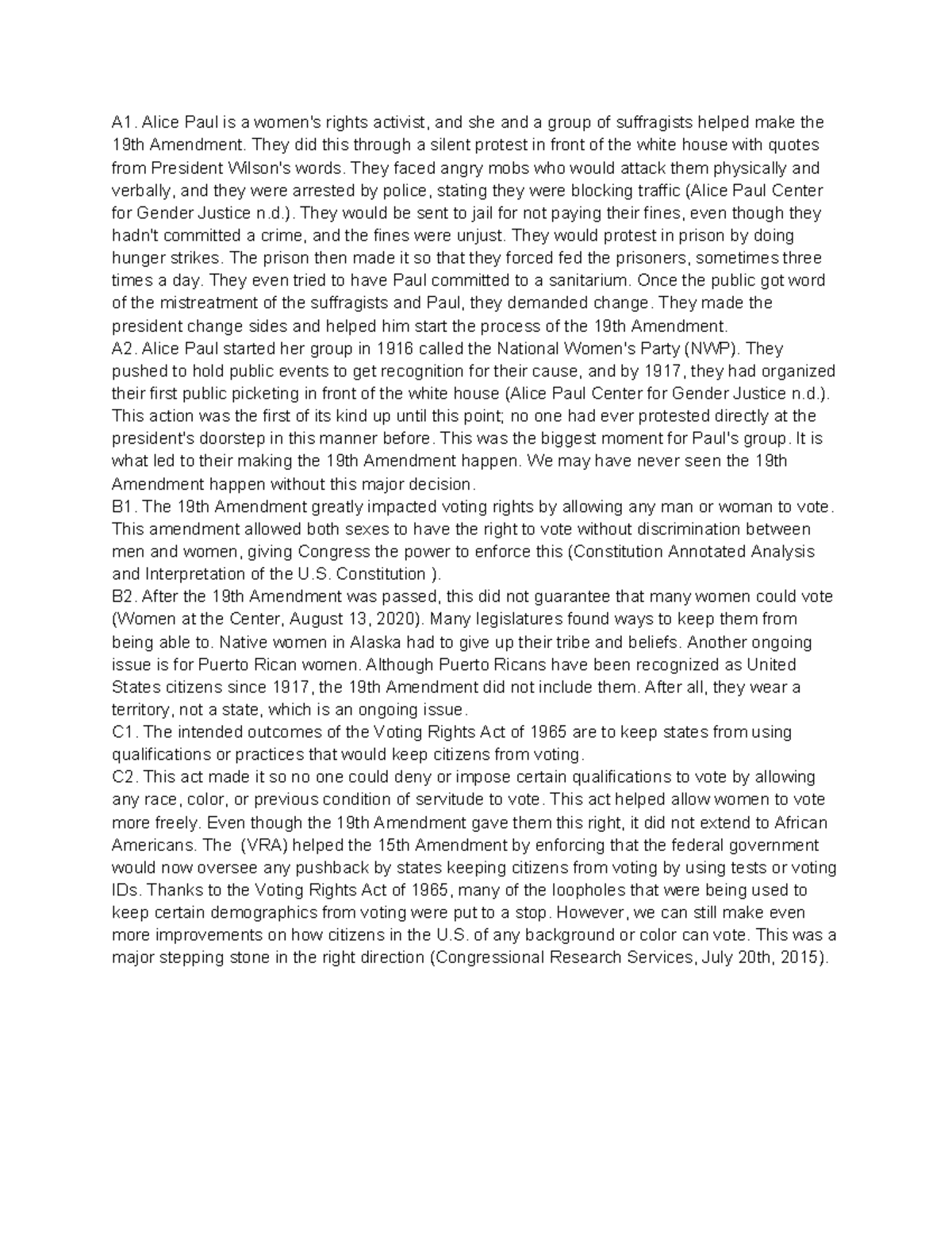 Task 2 History: The Fight for Women's Suffrage and Voting Rights - Studocu