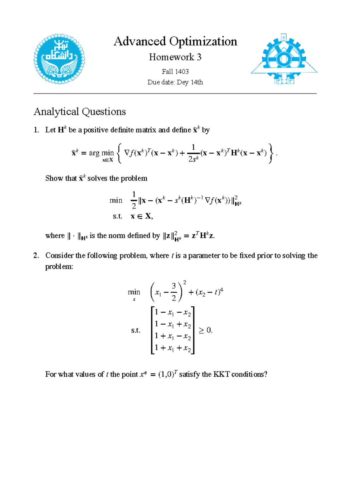 HW3 - faasdfasdfasdf asdfasdfasdf - Advanced Optimization Homework 3 ...