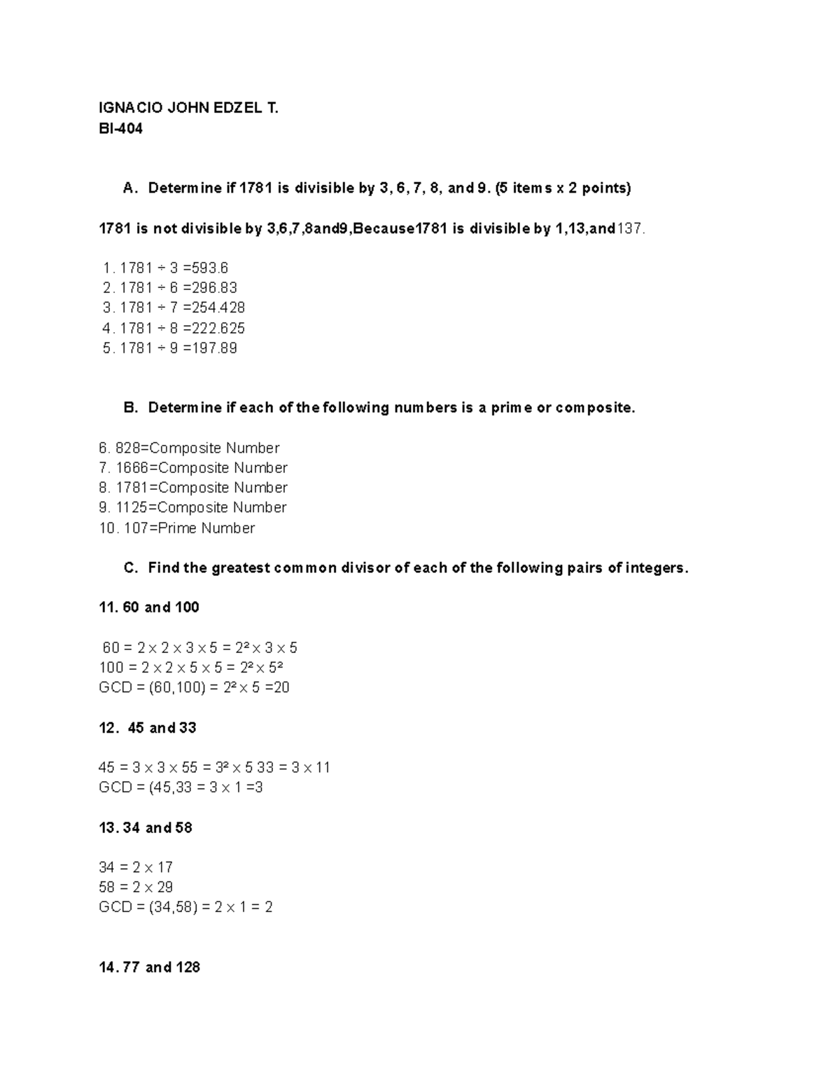 04 Task Performance 1 - Divisibility & GCD Analysis - Studocu