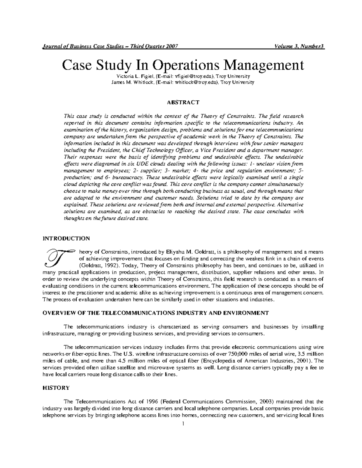 Case Study: Operations Management in Telecommunications Industry - Studocu