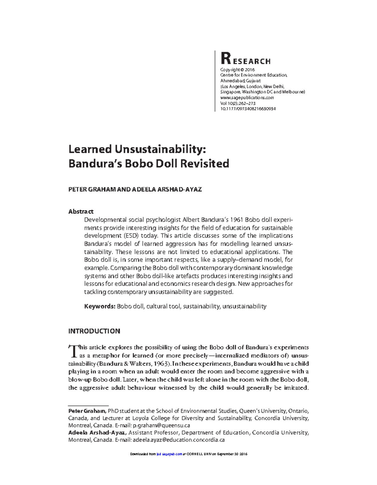Bandura's Bobo Doll Experiment: Insights into Learned Unsustainability ...