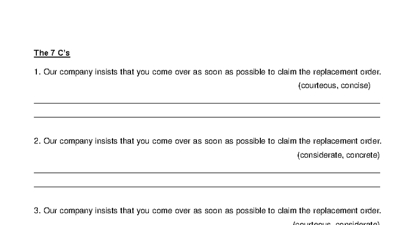 7C Worksheet: Extra Practice on Conciseness and Clarity - Studocu