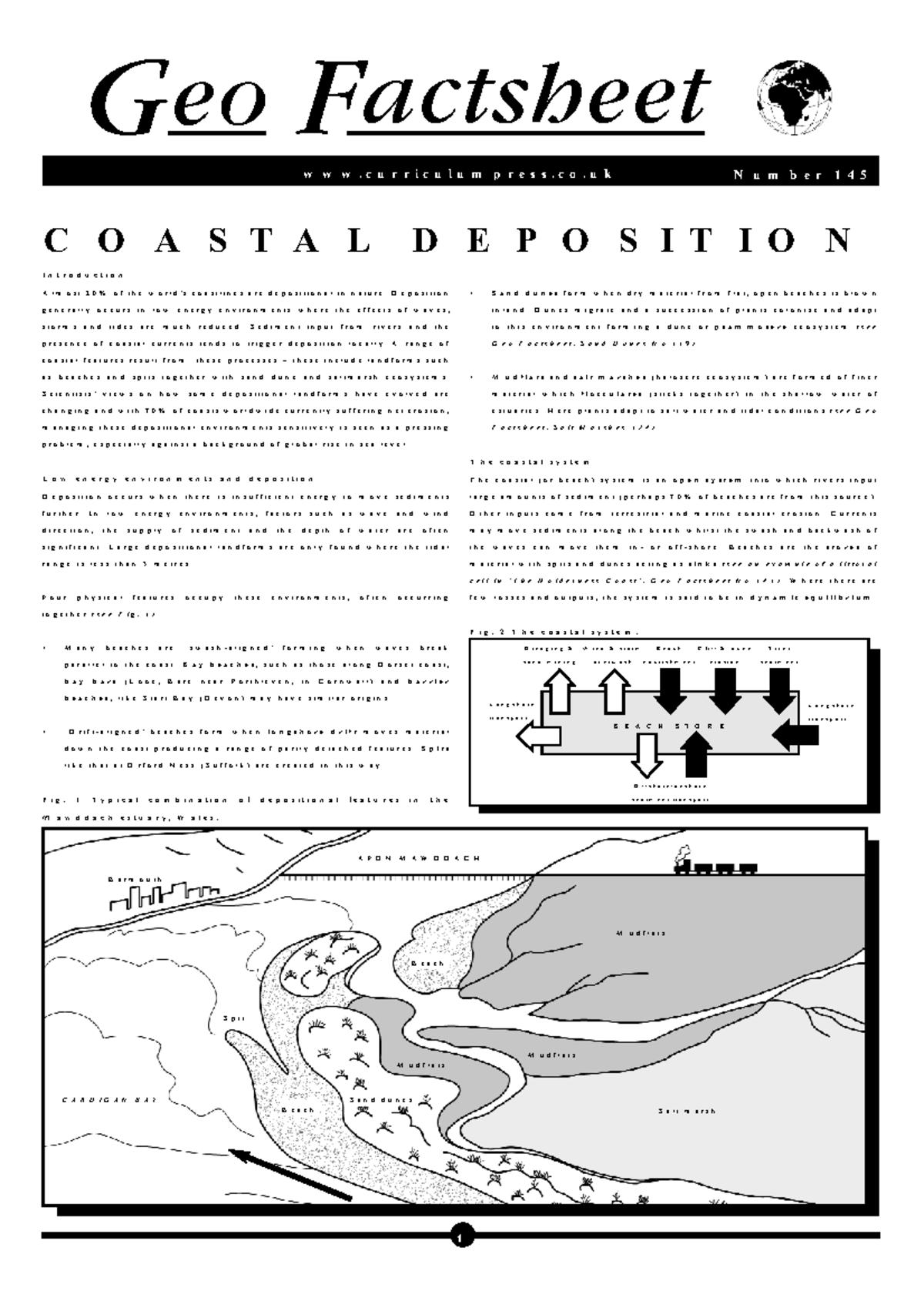 Coastal Deposition Processes and Features: Geo Factsheet No. 145 - Studocu