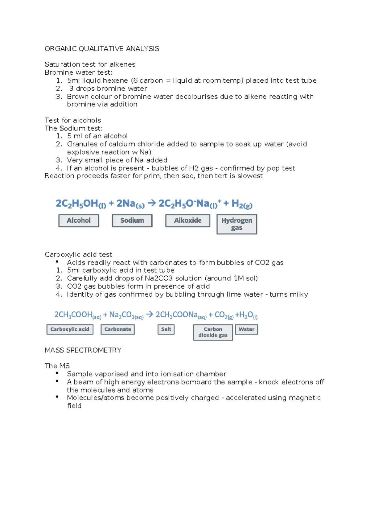Mod 8 Chem Notes: Organic Qualitative Analysis & Instrumental ...