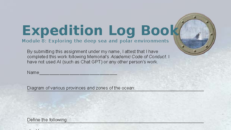 Expedition Log Book 8: Deep Sea & Polar Environments Insights - Studocu