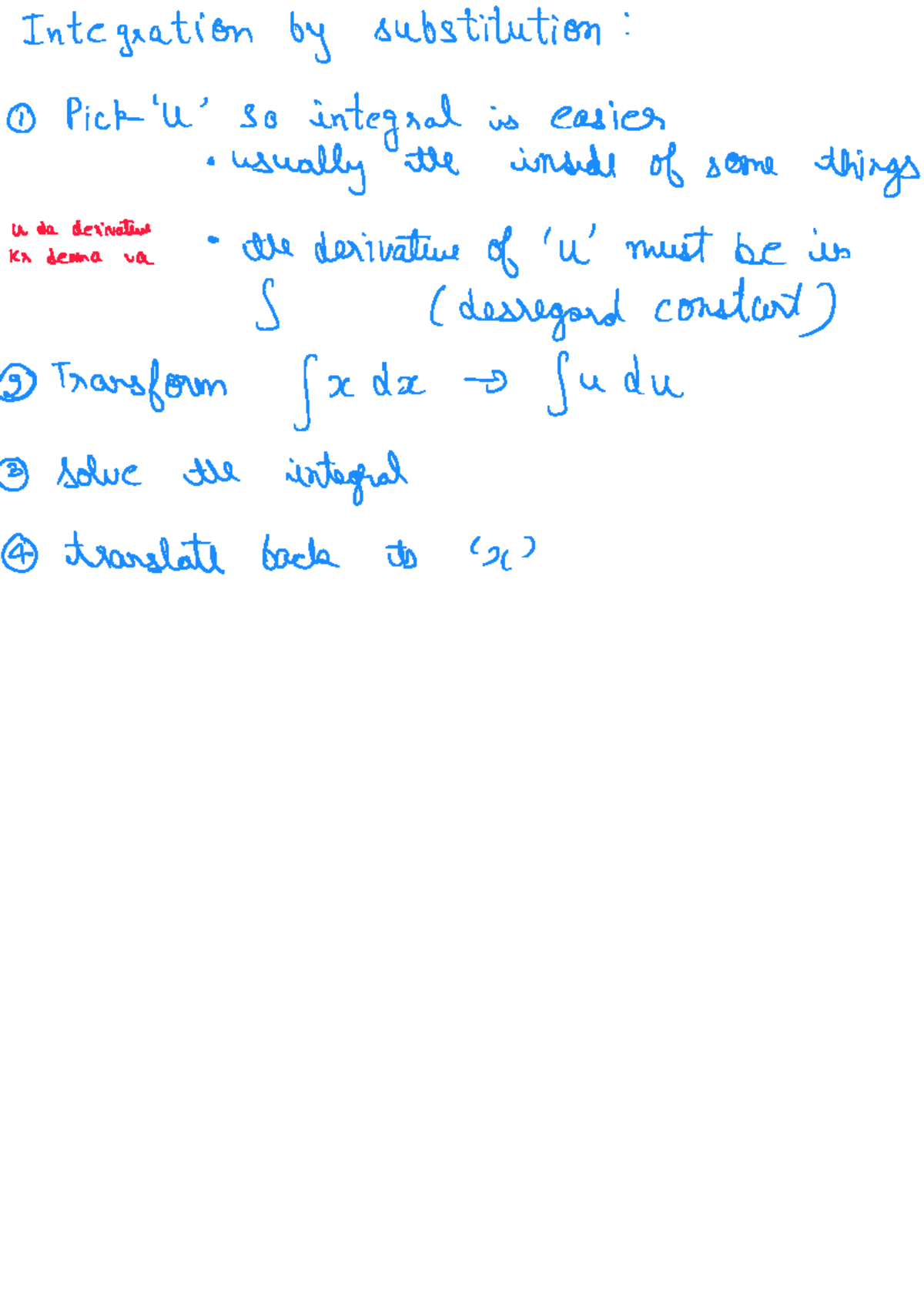 Integration Substitution Notes for CAL 121 - Studocu
