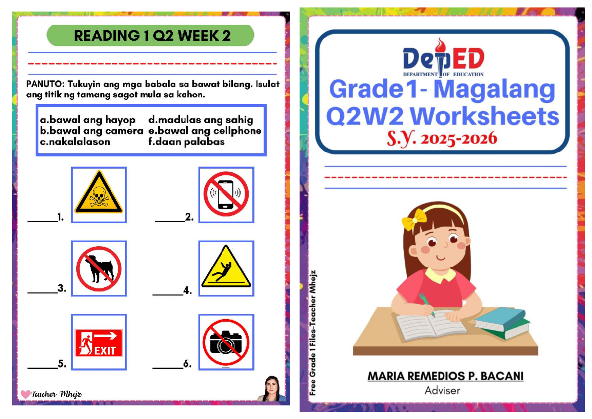 Grade 1 Q2W2 Worksheets: Reading, GMRC, Language & Math Activities ...