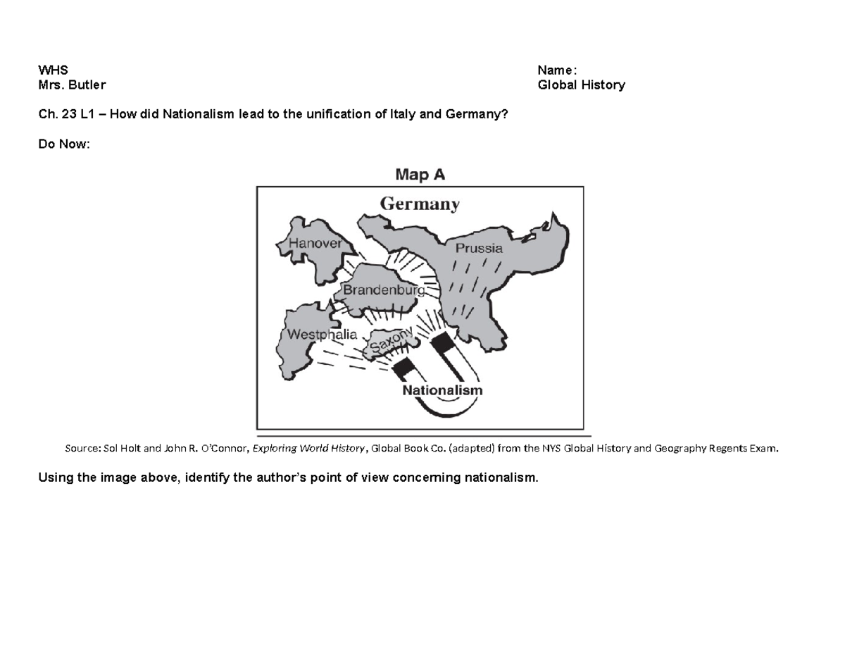 Ch. 23 L1 – How did Nationalism lead to the unification of Italy and ...
