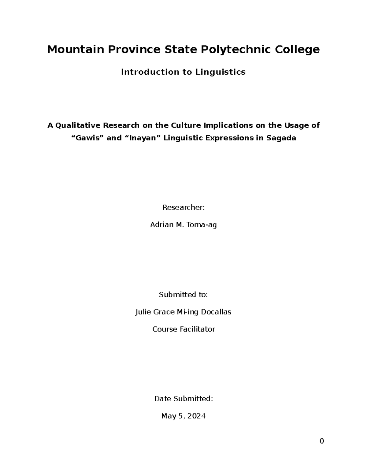 Culture Implications on Gawis and Inayan Linguistic Expressions in ...