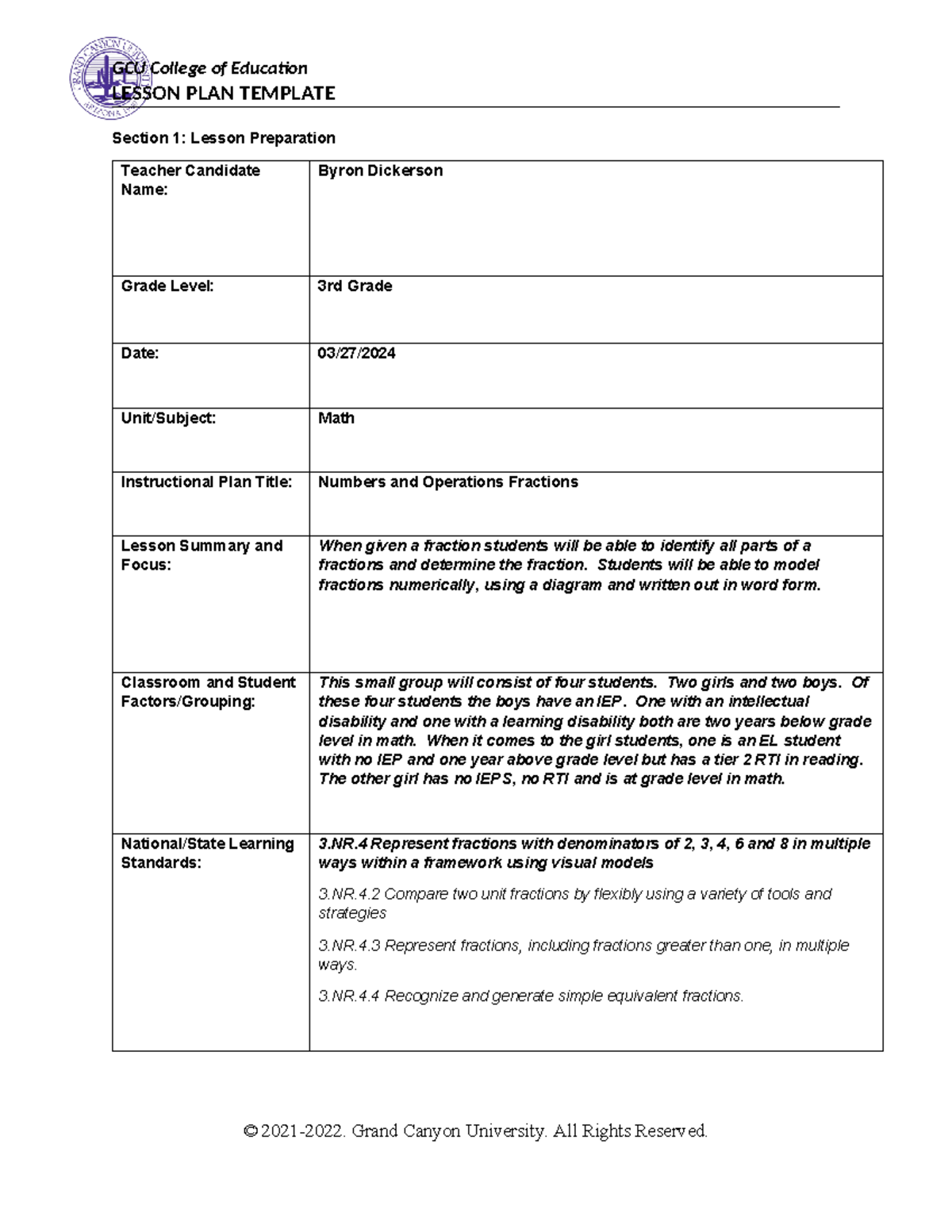 SPD 570 Differentiating Math Activities: Teaching Fractions in 3rd ...