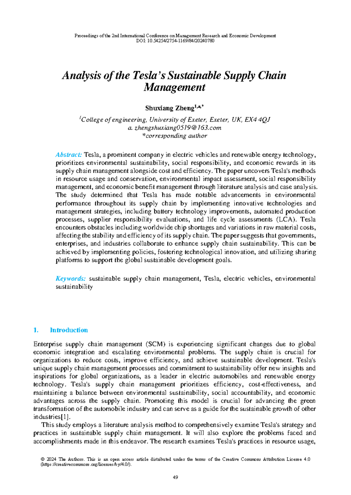 Sustainable Supply Chain Management: Insights from Tesla's Practices ...
