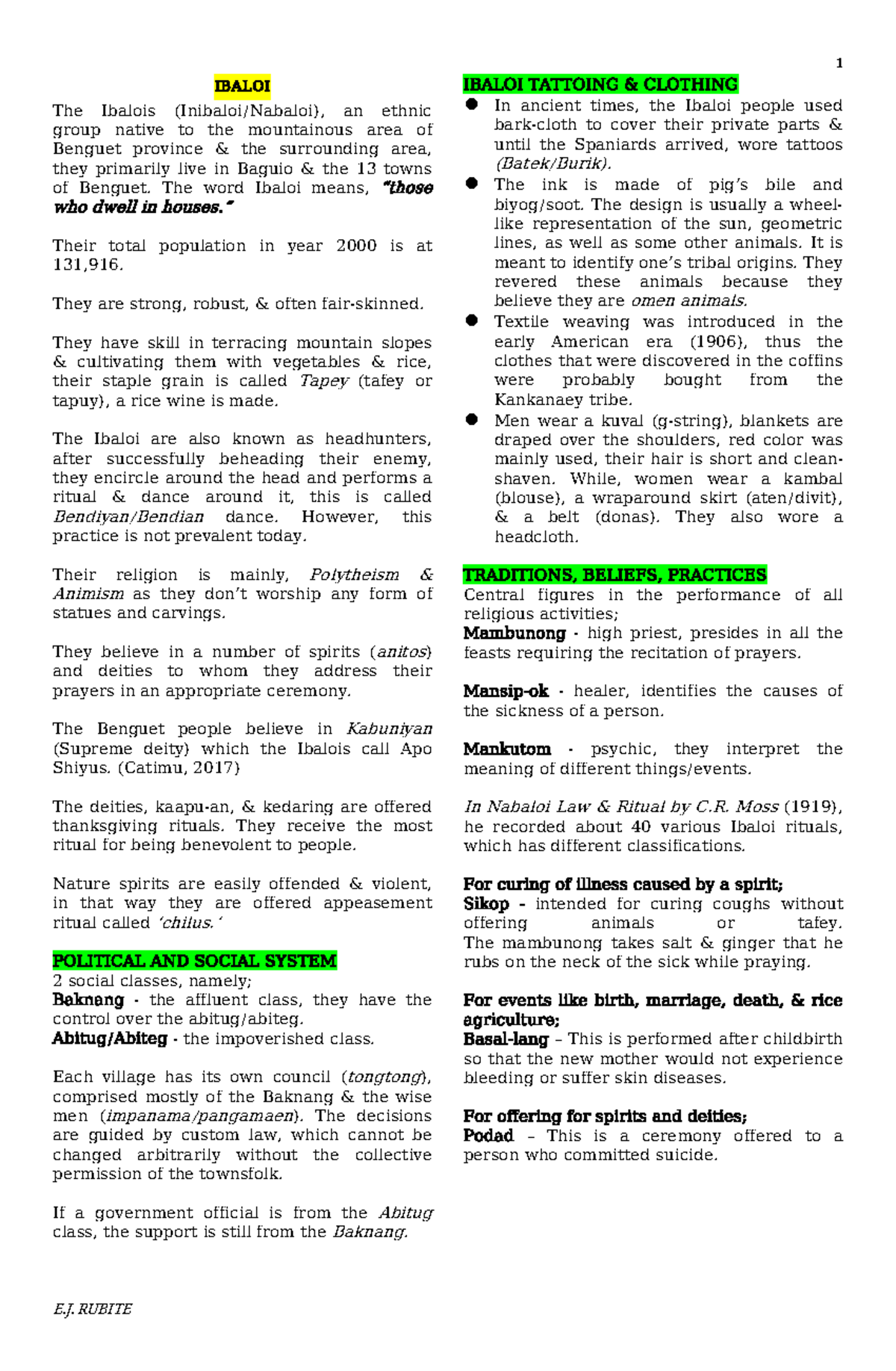 Indigenous Peoples of Region 1 & CAR: Ibaloi Culture and Practices ...